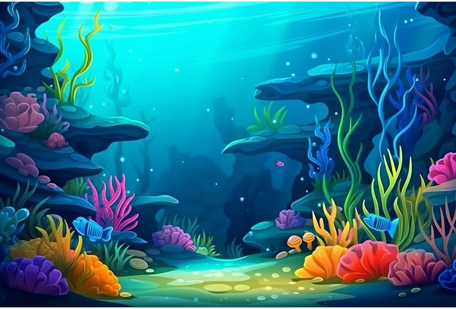 Amazon.com : Under The Sea Backdrop Cartoon Underwater Scene Coral Reef ...