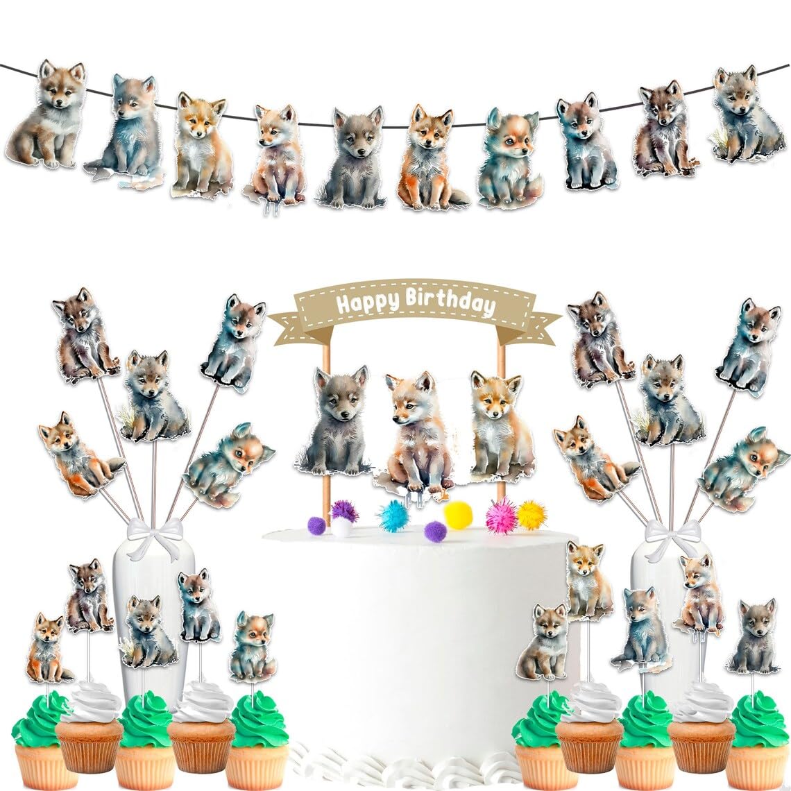Amazon.com: Wolf Birthday Party Decoration Set , Forest Animals Bundle ...