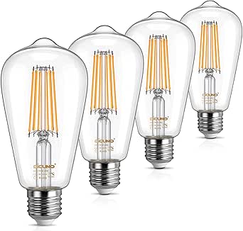 DiCUNO Vintage Edison Light Bulbs Dimmable, E26 LED Bulb 60W Equivalent, 2700K Warm White, 6W ...