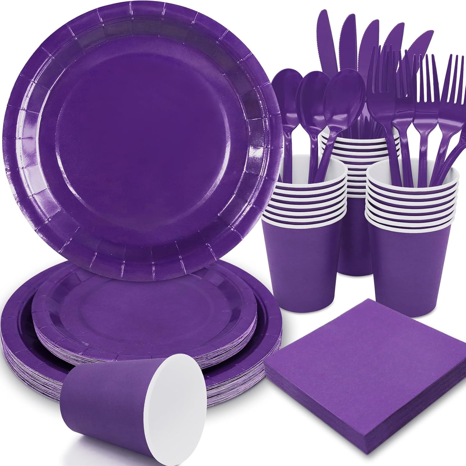 Amazon.com: Gudvilla Purple Paper Plates Party Supplies,168pcs Purple ...