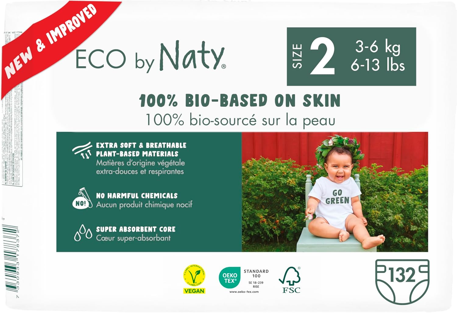 Eco by Naty Baby Nappies Newborn - 100% Plant-Based Materials on Skin ...