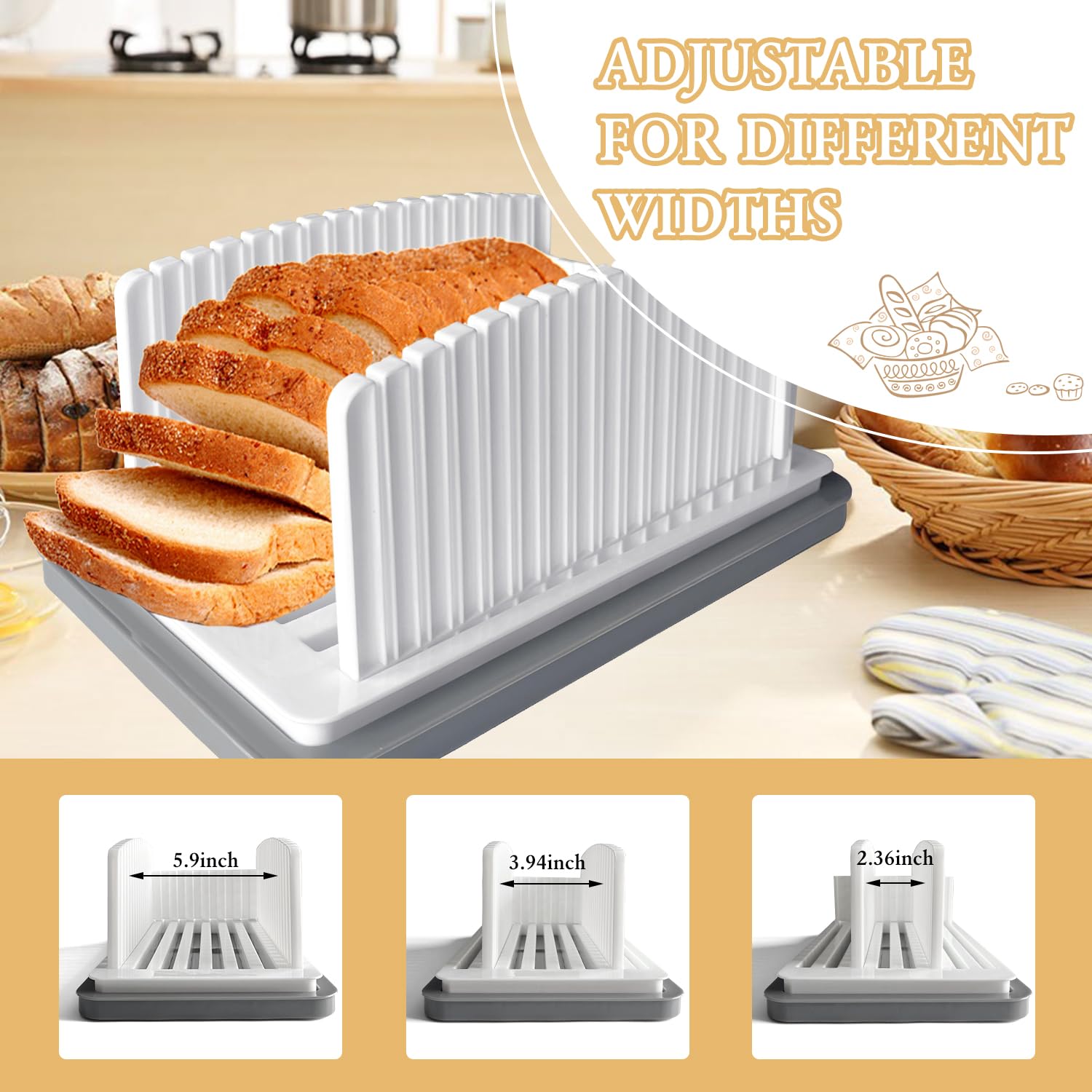 Bread Slicer for Homemade with Silicone Pastry Brush Bread Slicing ...