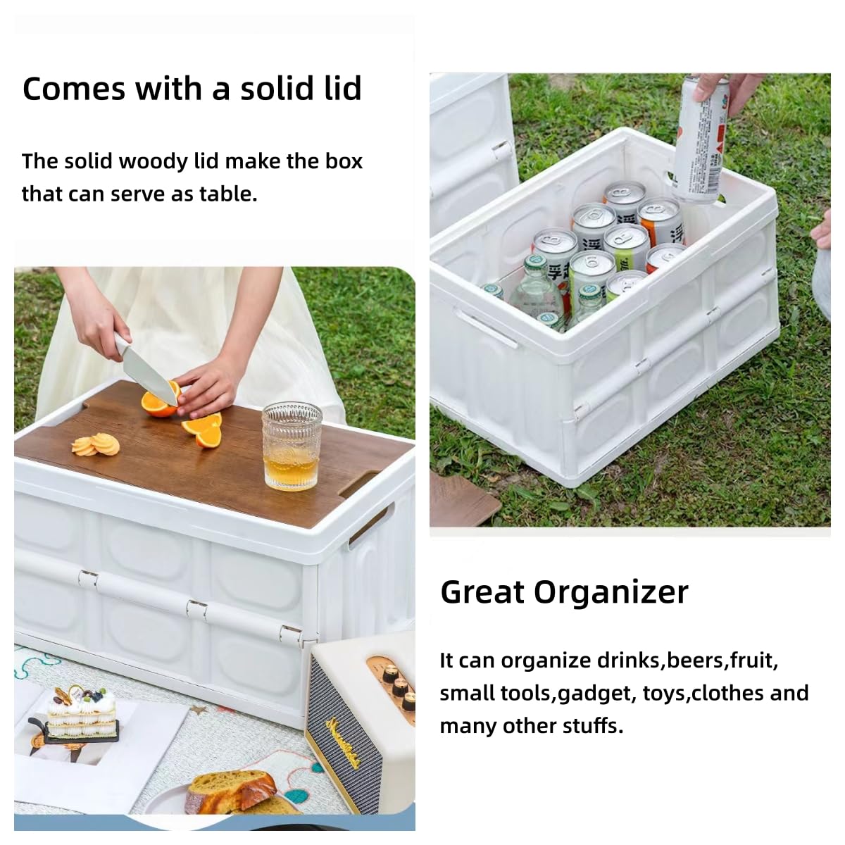 HappyBeeFlying Collapsible Storage Bin with Lids,55L Folding Utility ...