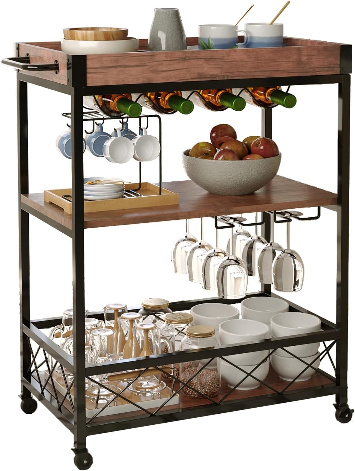 Amazon.com - CharaVector Bar Carts for Home, Rolling Bar Serving Cart ...