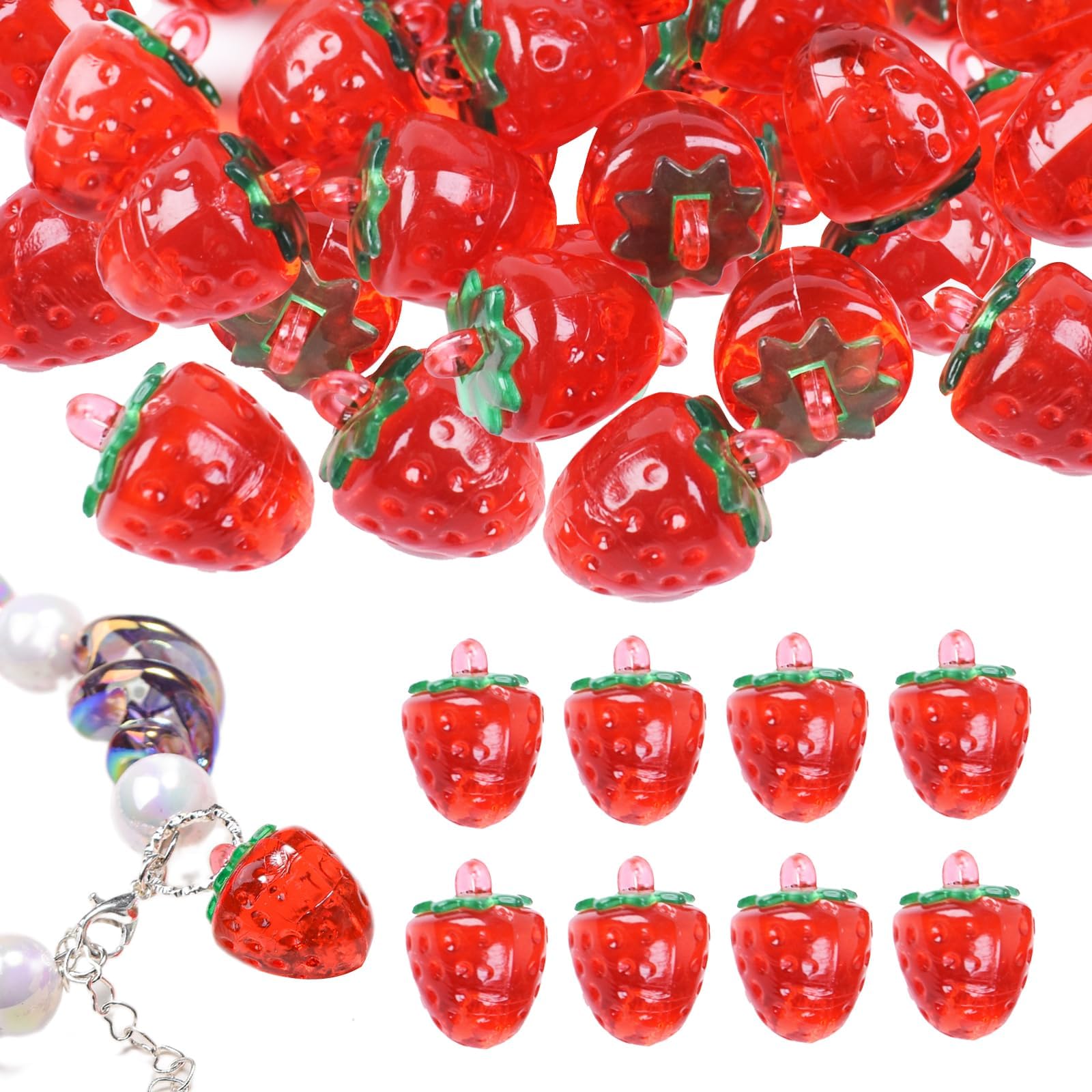 Amazon.com: Strawberry Beads,30Pcs Strawberry Enamel Charms -Strawberry ...