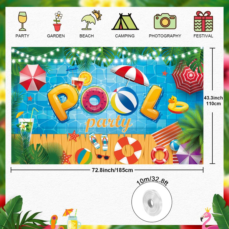 Woyamay Pool Party Decorations Background, Swimming Pool Banner for ...