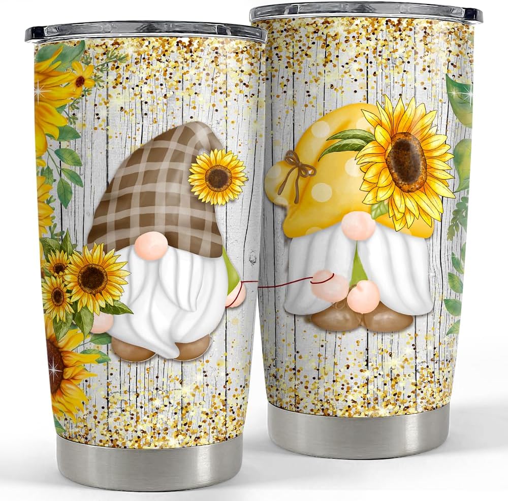 Amazon.com | Havawish Gnome Coffee Tumbler 20oz Glitter Brown Coffee ...