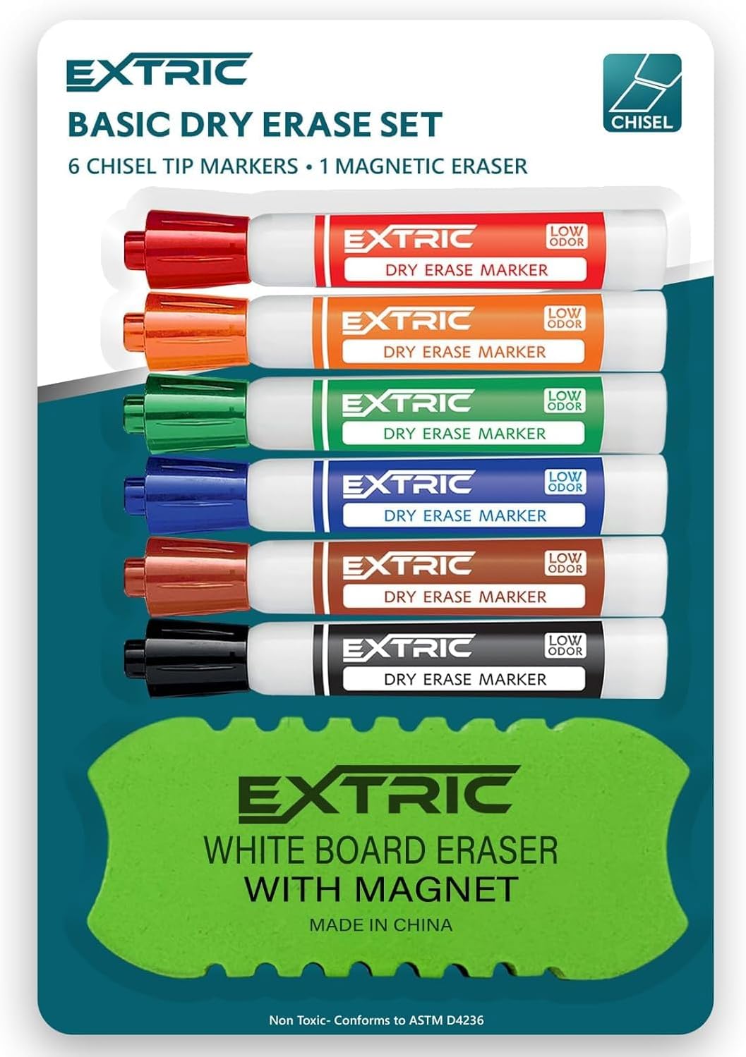 Amazon.com : Dry Erase Markers Chisel Tip, 6 Whiteboard Markers, Dry ...