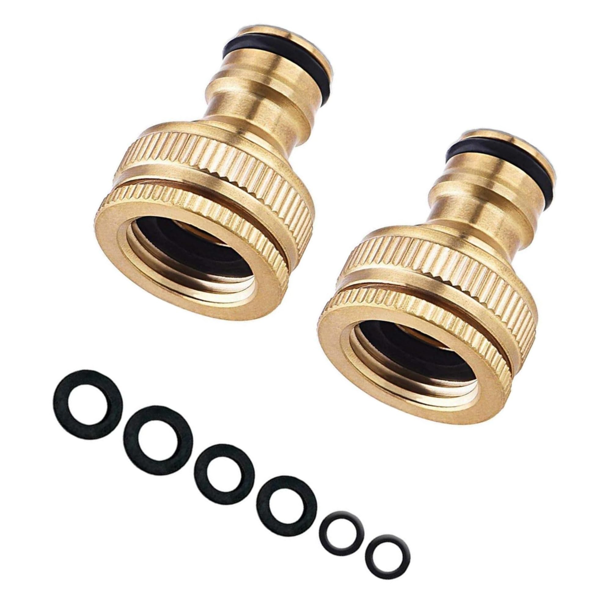 Garden Hose Tap Connector, Brass Hose Couplings, 2 in 1 Female Tap ...