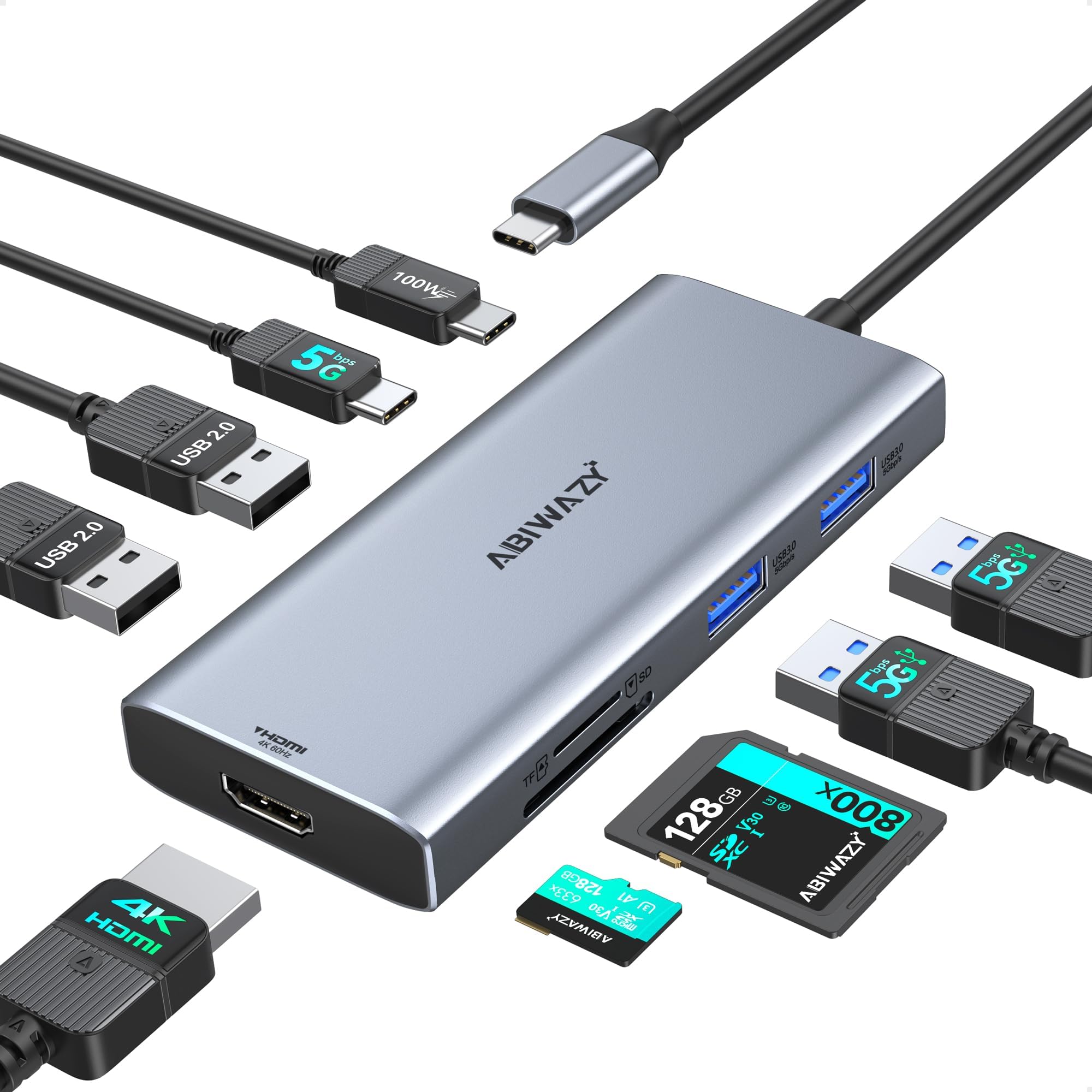 Hub USB C 9 en 1 adaptateur multiport USB C avec HDMI 4K @ 60 Hz, port ...