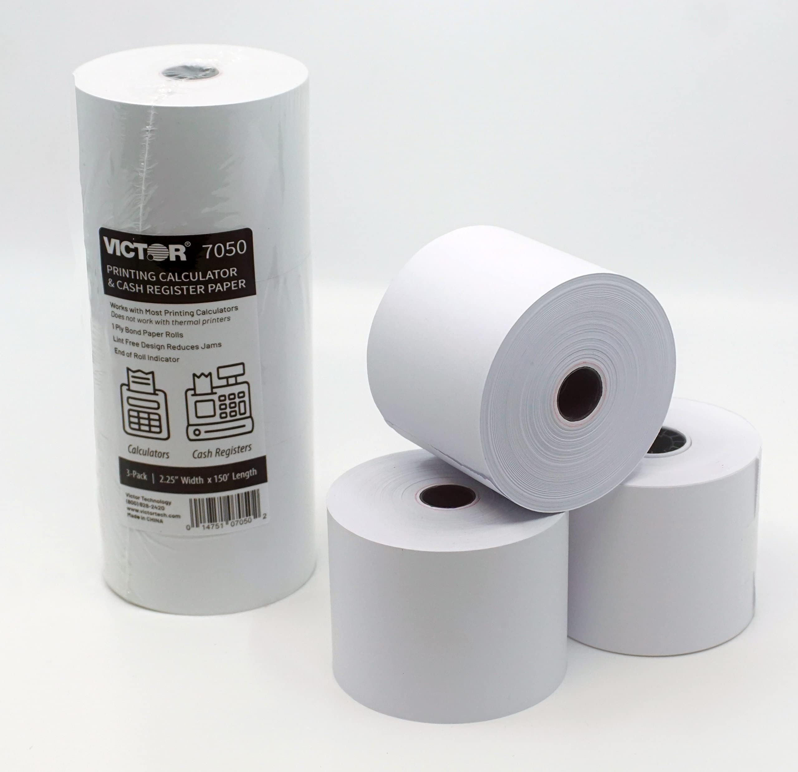 Amazon.com : (6 Rolls) 2 1/4 x 150 ft, White, adding machine tape Paper ...
