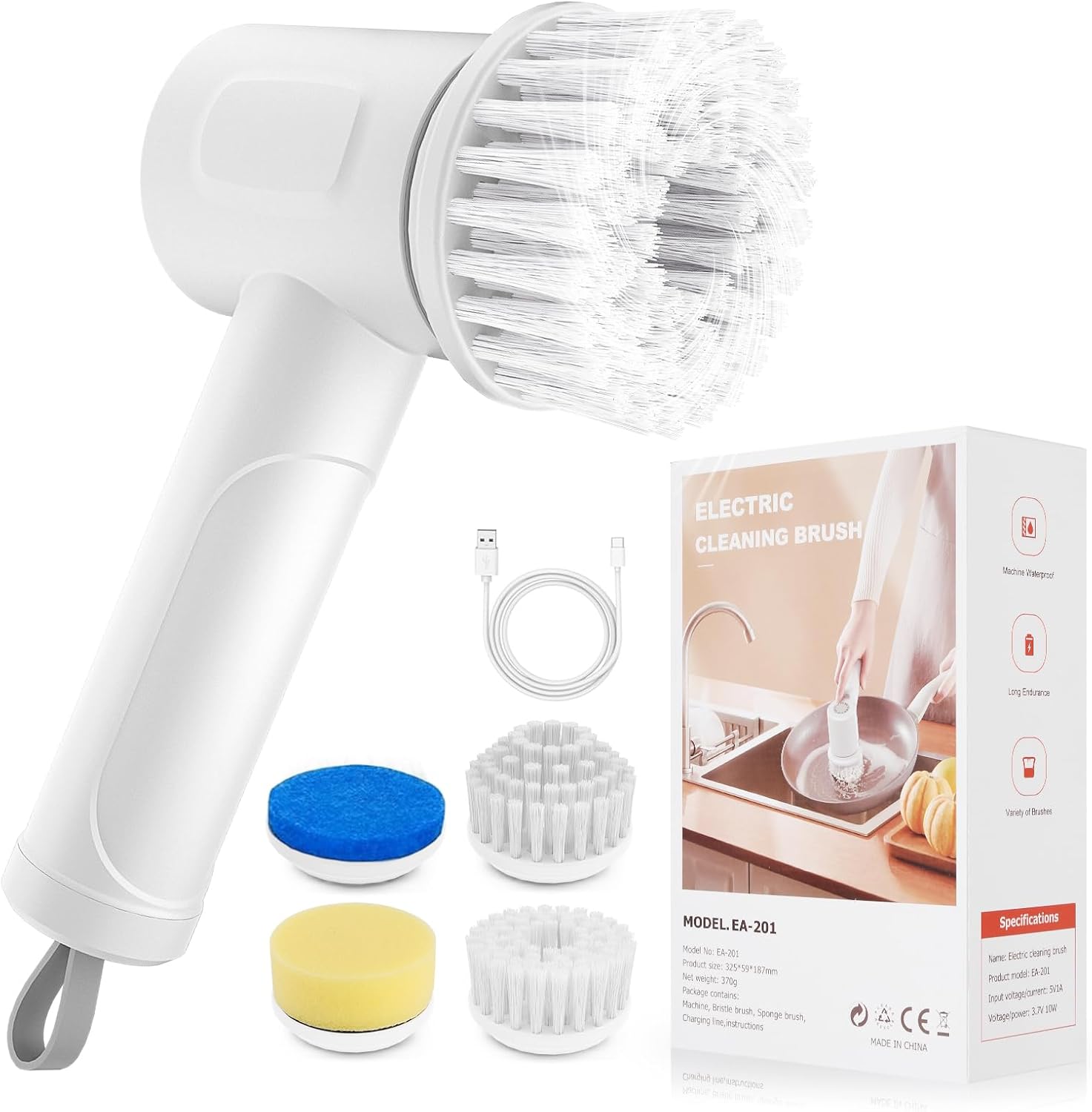 Afoddon Electric Spin Scrubber, Powerful Shower Cleaner with 4 ...