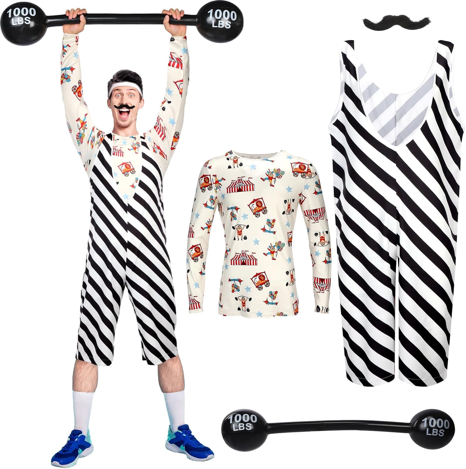 Amazon.com: Liitrsh 4 Pcs 70s Halloween Strongman Costumes for Men ...