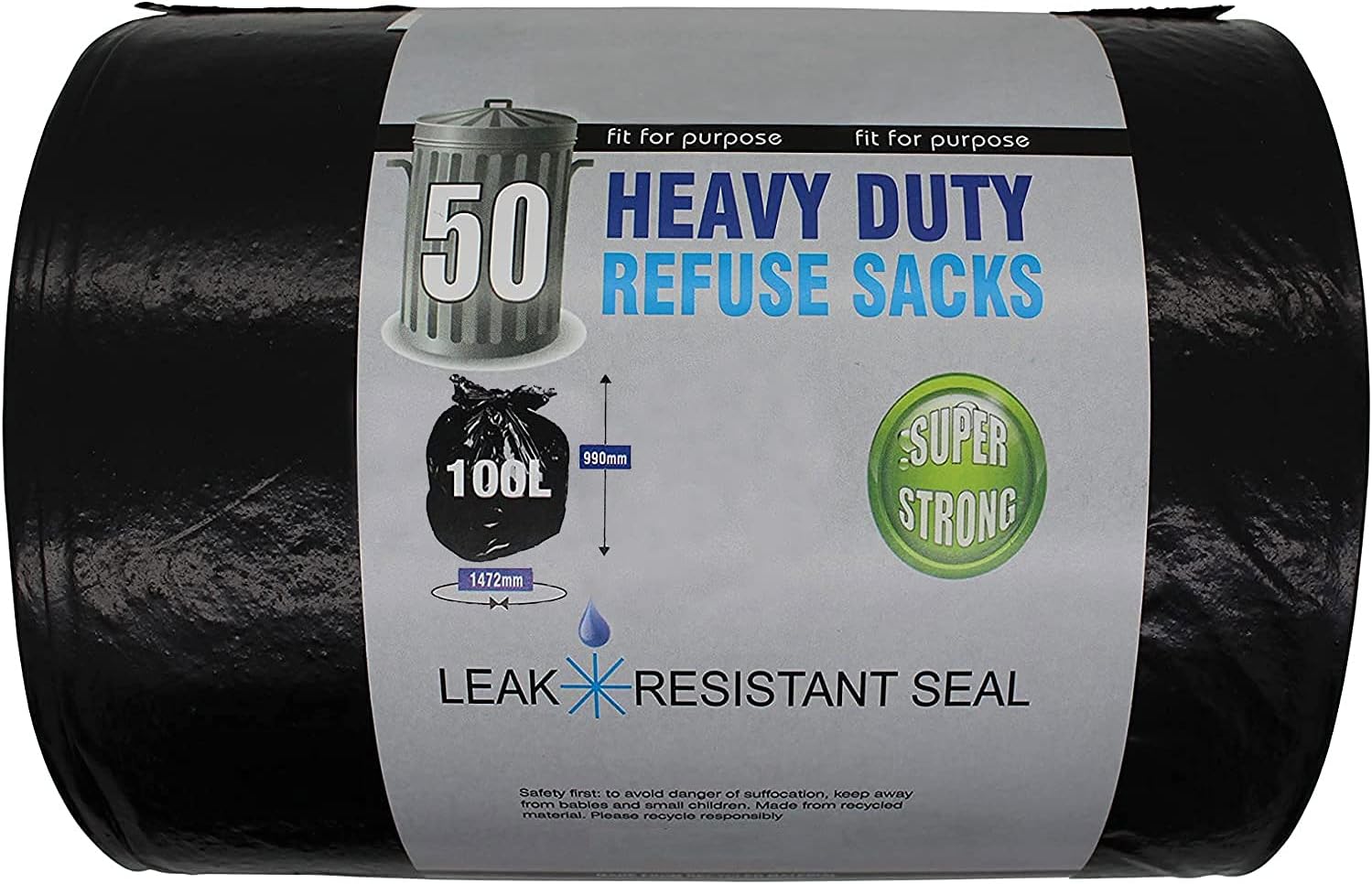 200 Heavy Duty Black Bin Liners Refuse Sacks Bin Bag Rolls - Made in ...