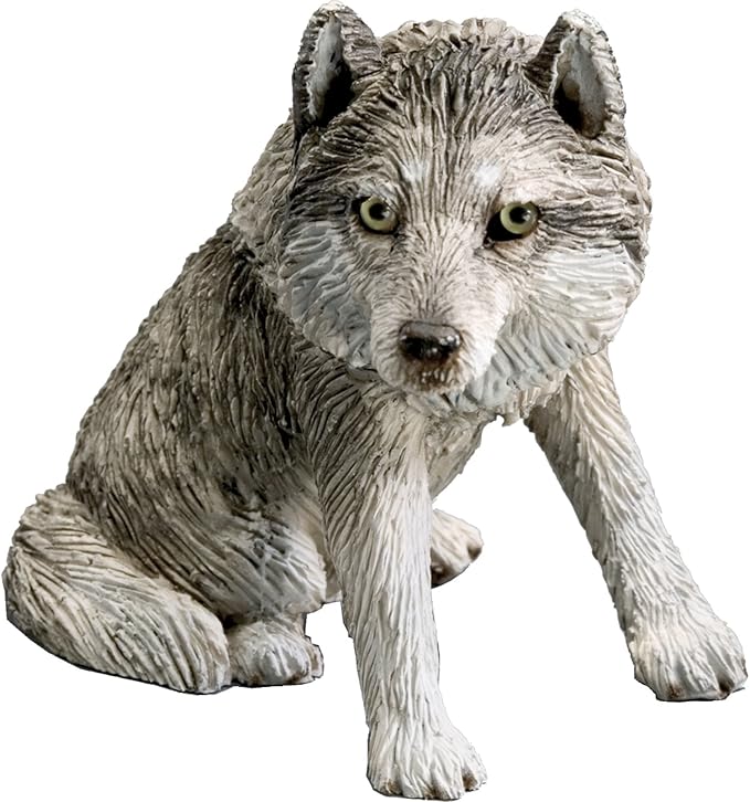 Amazon.com: Sandicast Small Size Gray Wolf Sculpture, Sitting : Patio ...