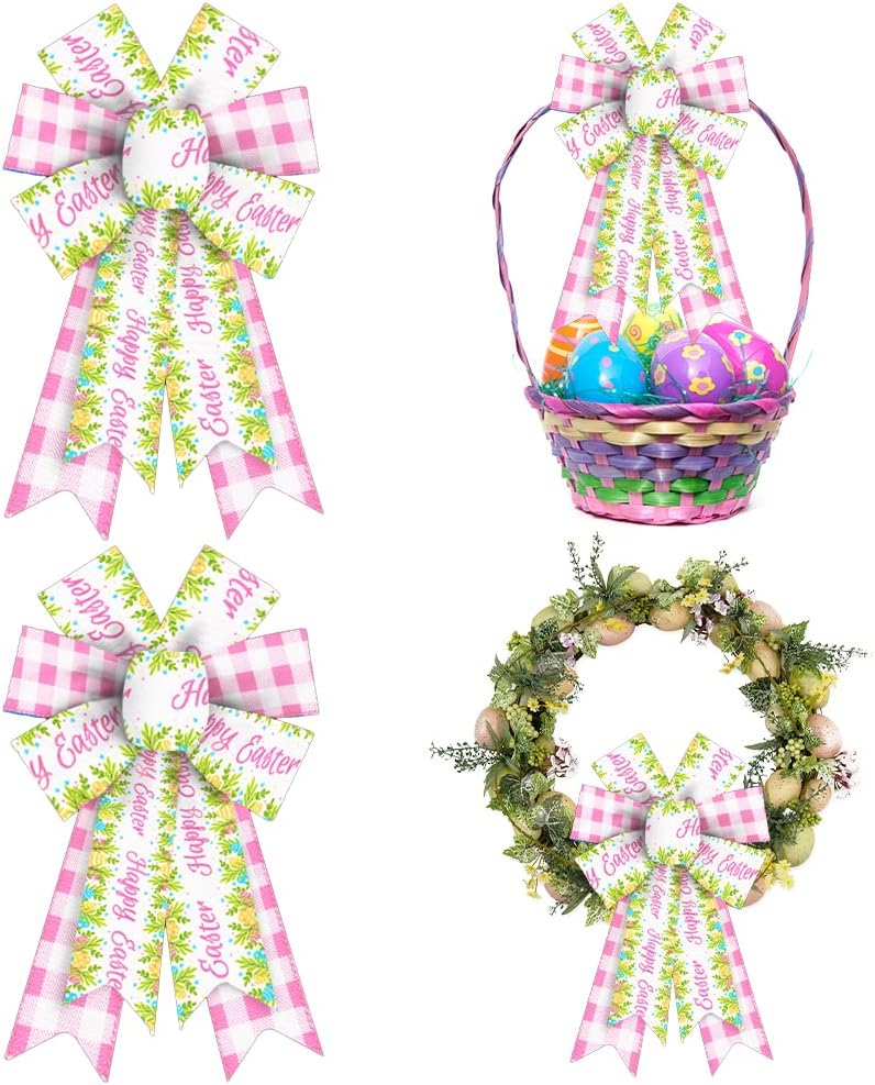Amazon.com: ALIBBON Happy Easter Bows for Wreaths, Easter Wreath Bows ...