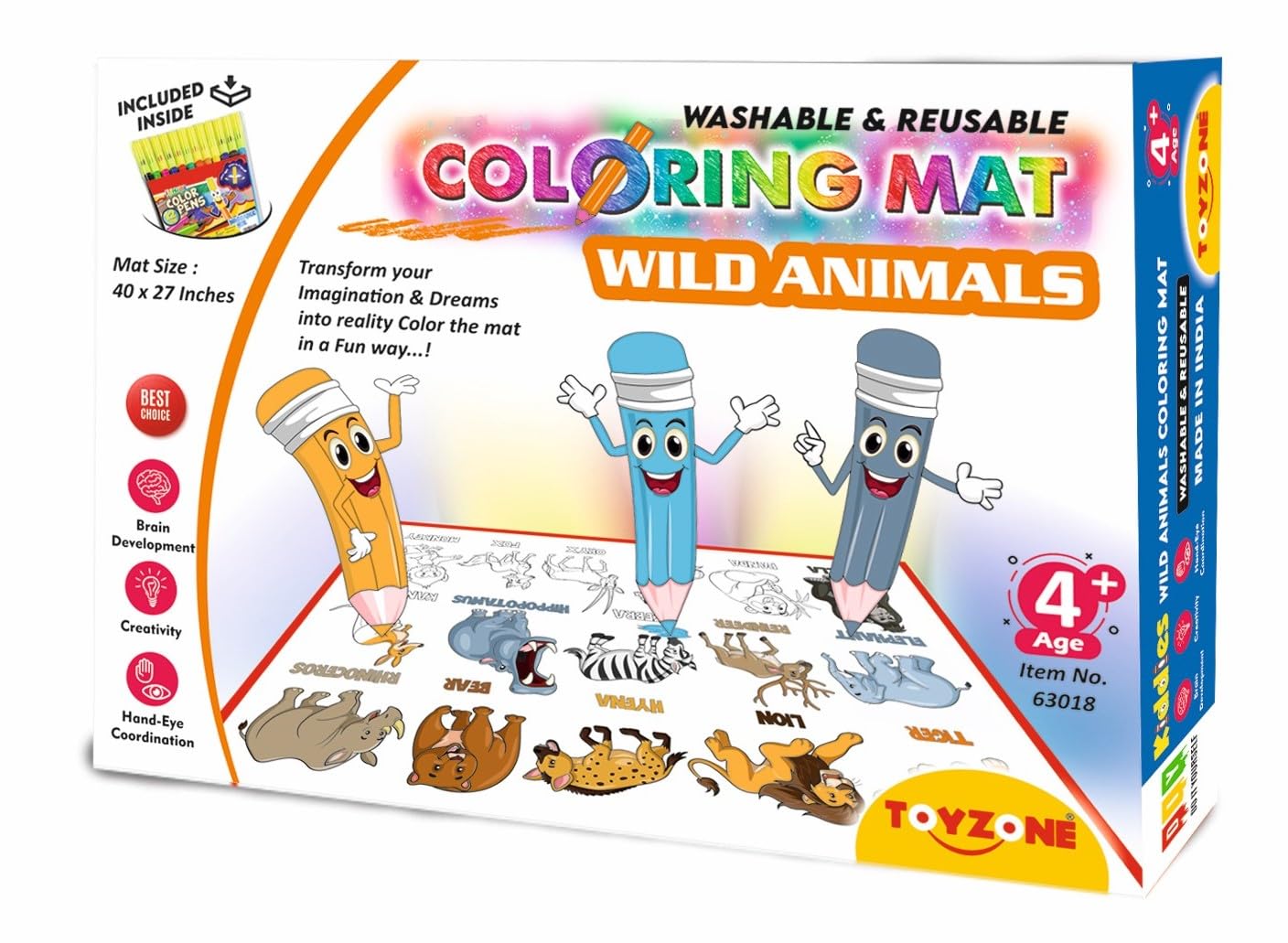 Buy TOY ZONE Wild Animals Coloring Mat | Reusable and Washable ...