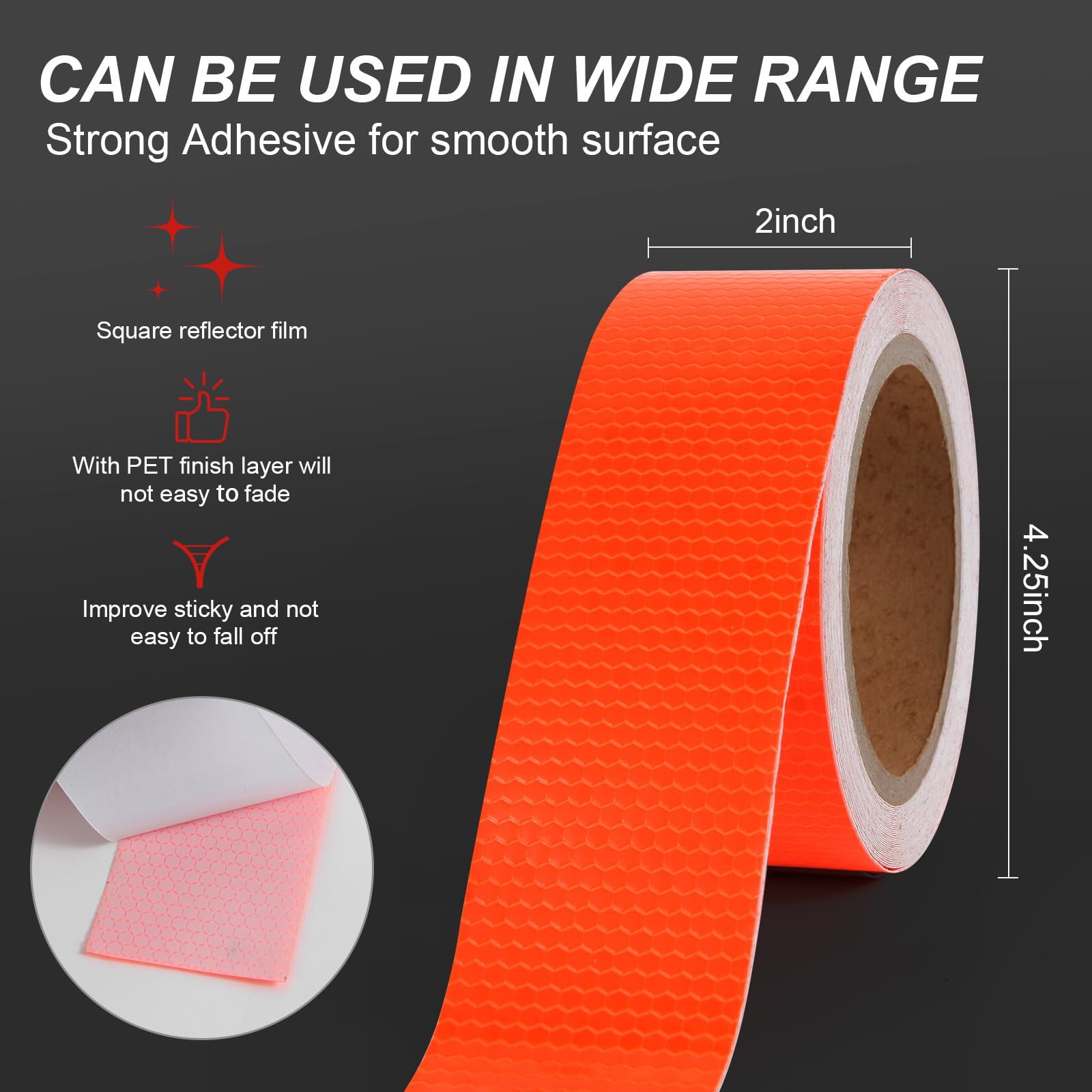 Snapklik.com : Gwikylo Orange Reflective Tape 2 Inch X 33 FT Waterproof ...
