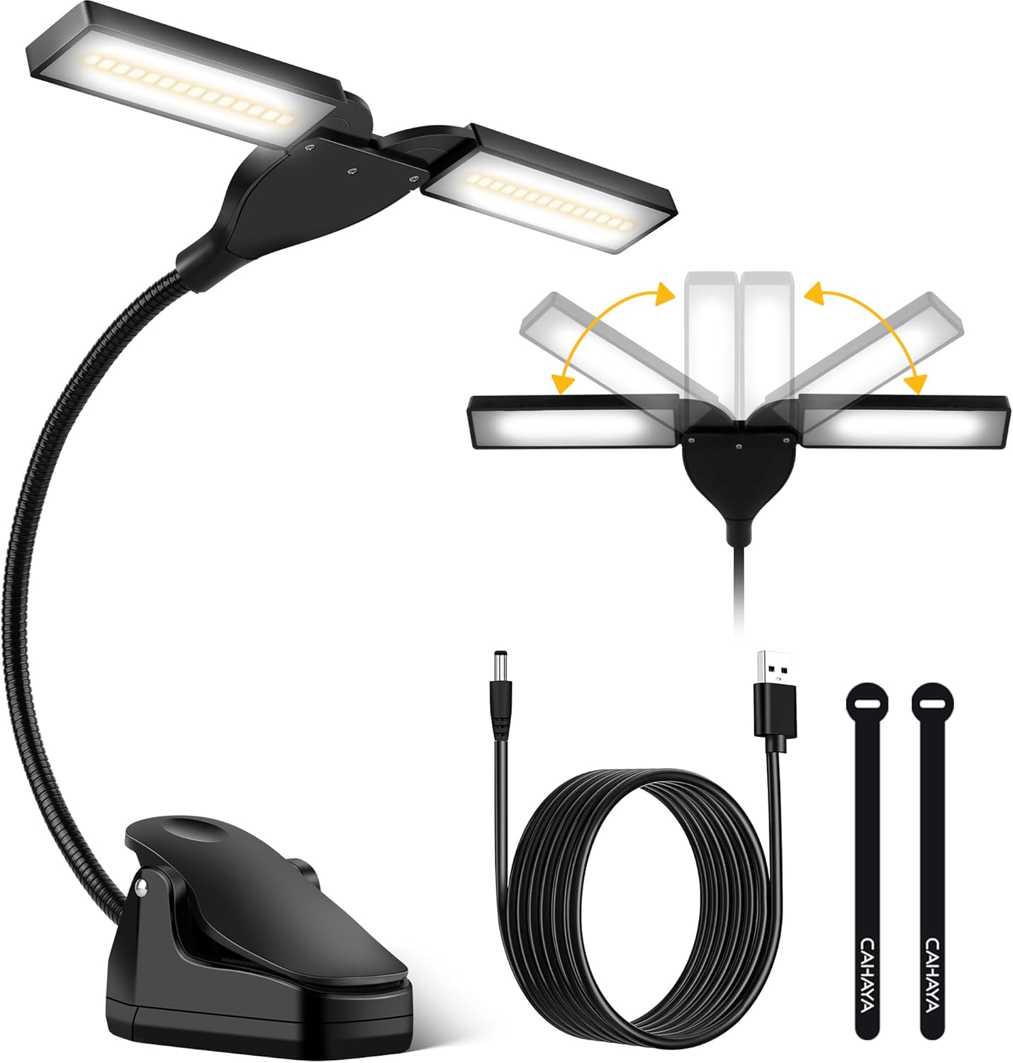 CAHAYA Music Stand Clip on: Dual Power Options Battery or Plug-in 360 ...