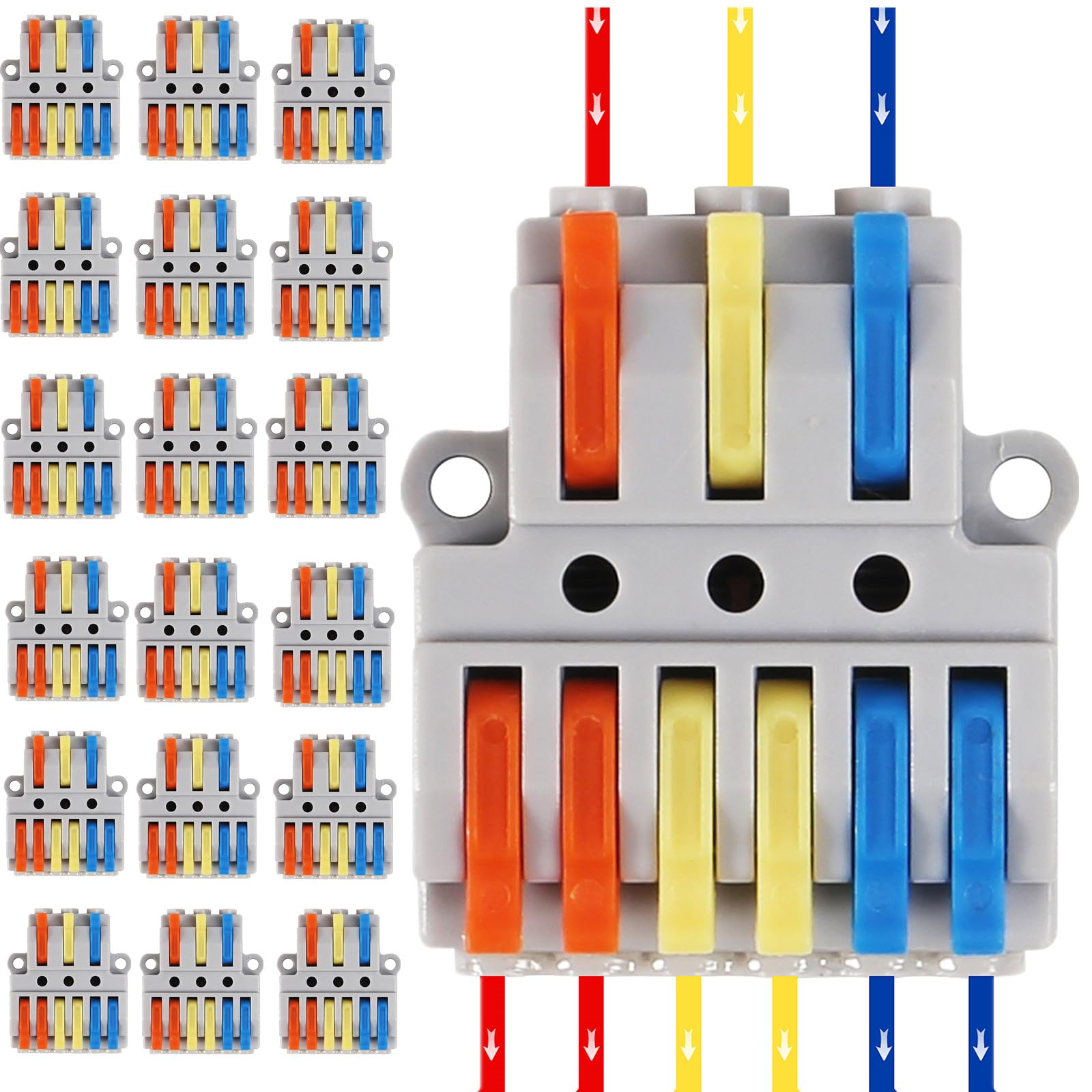 Snapklik.com : MELIFE 20PCS Lever Wire Connectors - 3 In 6 Out Quick ...