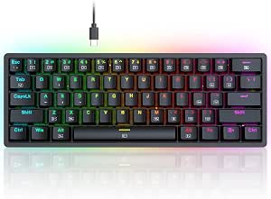 Redragon Black 61 Key Mechanical Gaming Keyboard 60 Percent Mini ...