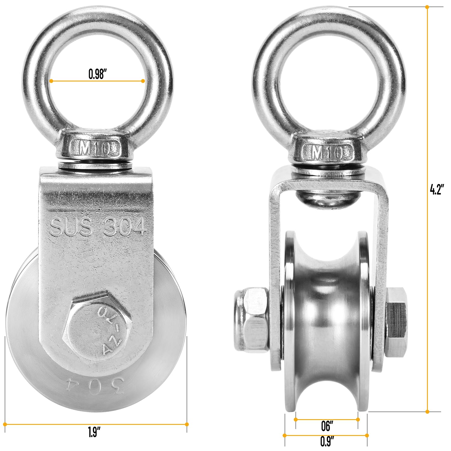 Snapklik.com : Pulley Wheel Heavy Duty Single Wheel Swivel Pulley Block ...