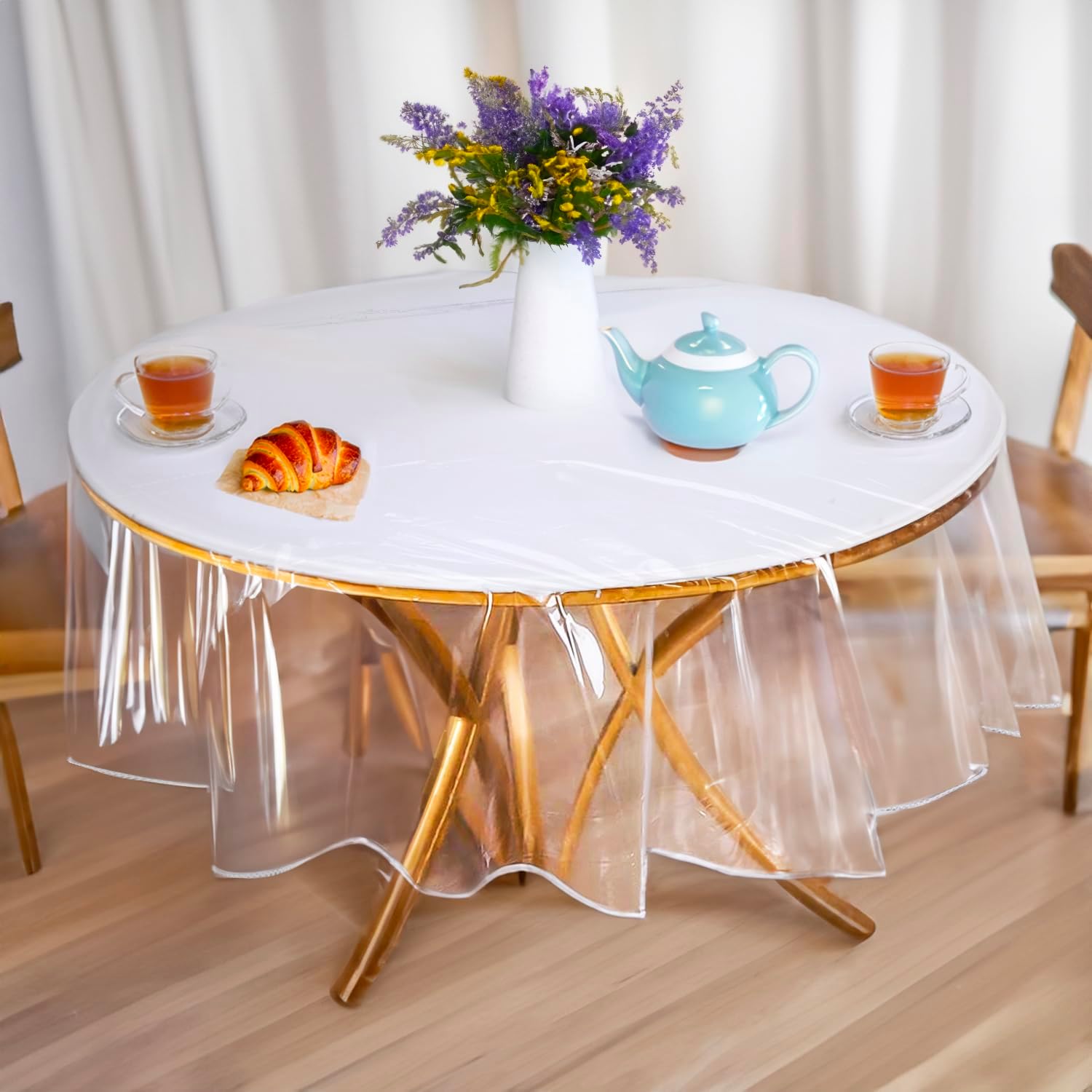 Amazon.com: Bysi Round Tablecloth PVC Table Cover - Crystal Clear ...