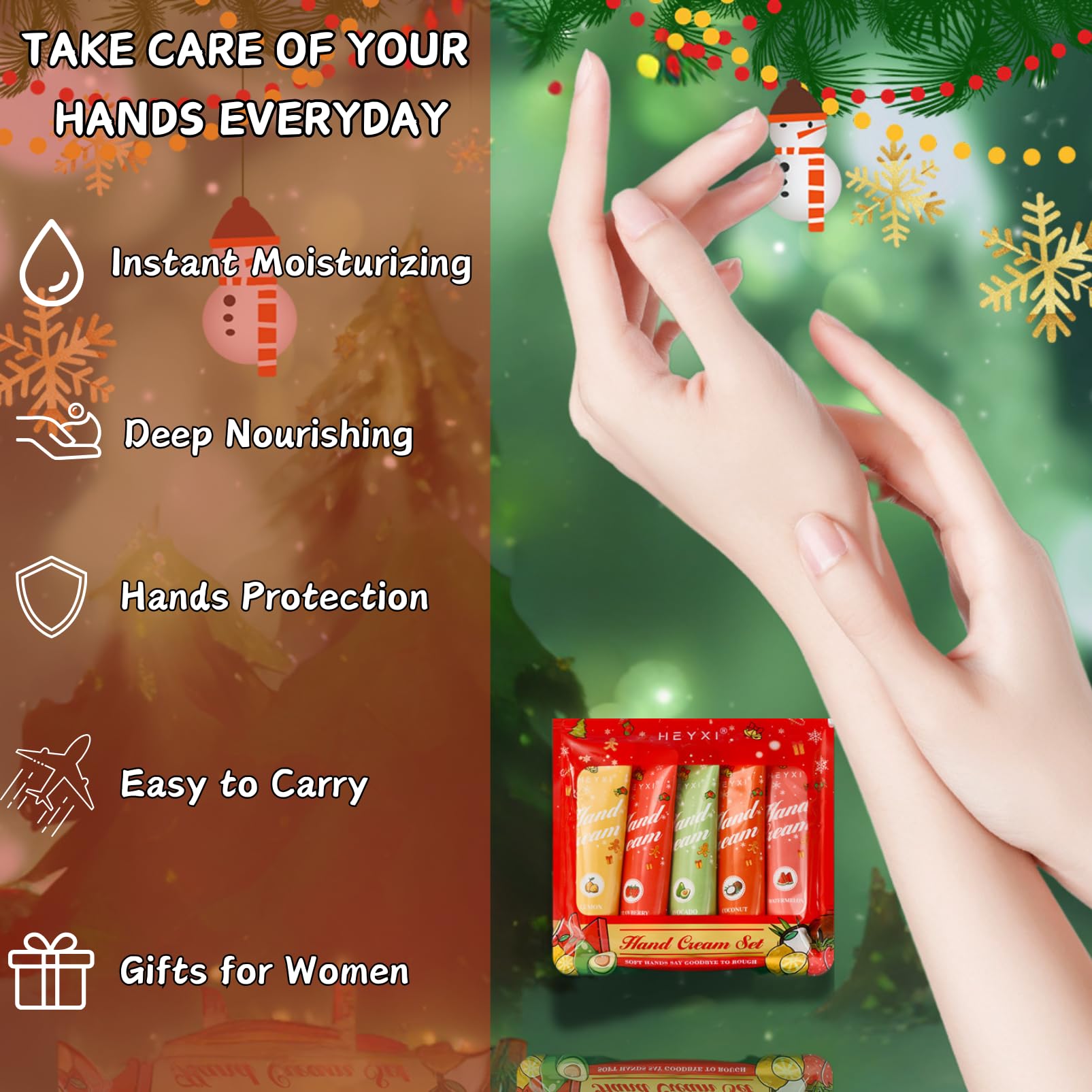 Christmas Hand Cream Gift Set for Women 5 pcs (530ml), Hand Cream for ...