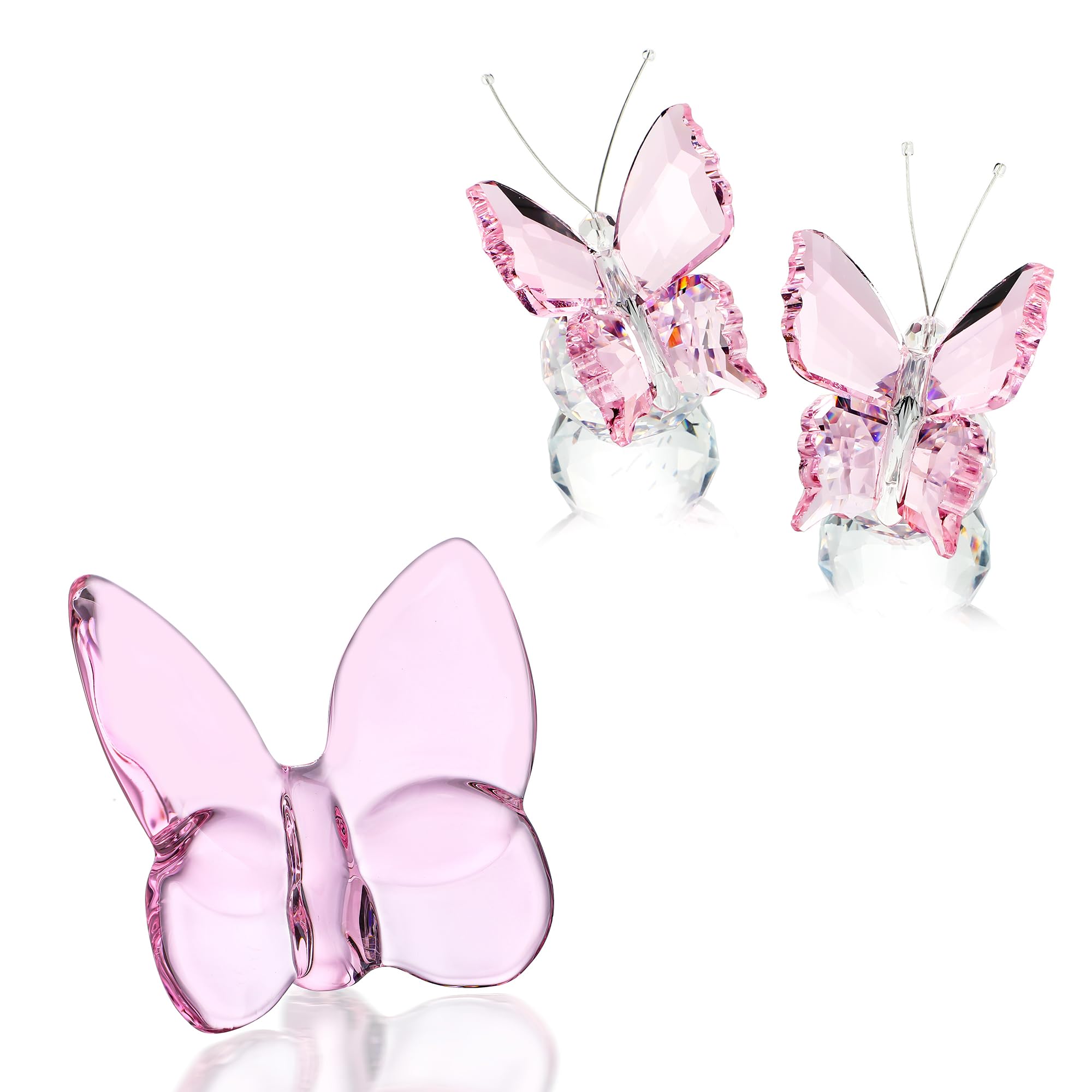 Amazon.com: kanpura Pink Crystal Butterfly Figurine,Flying Butterfly ...