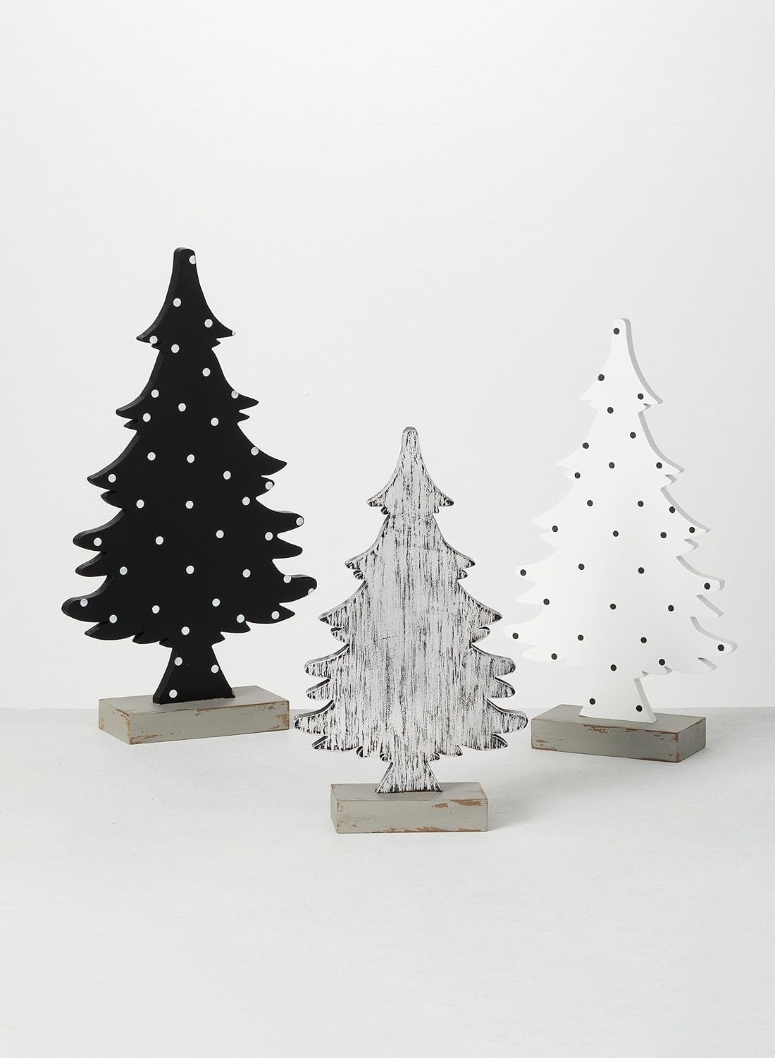 Amazon.com: Sullivans Christmas Wooden Tabletop Trees Set of 3 ...