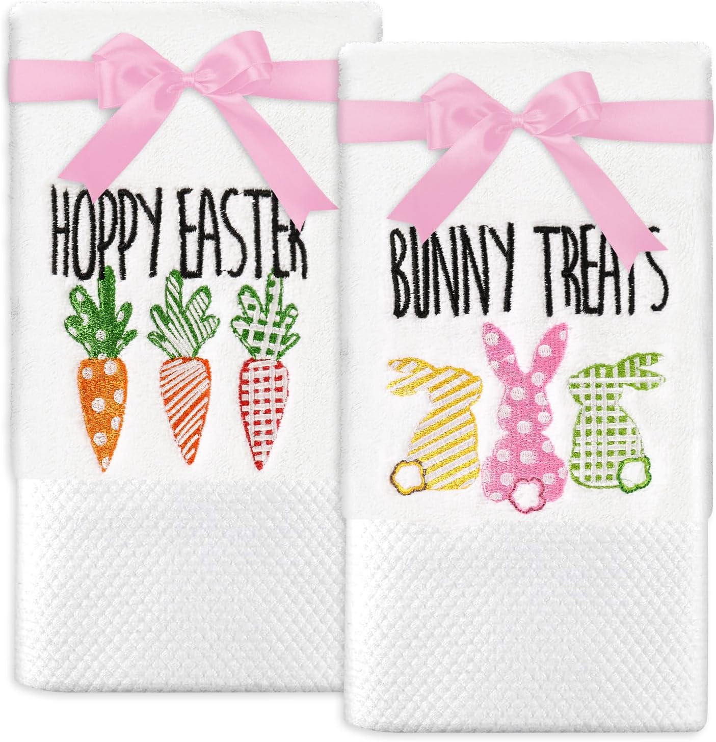 Amazon.com: AnyDesign Easter Hand Towels Bunny Rabbit Carrot Cotton ...