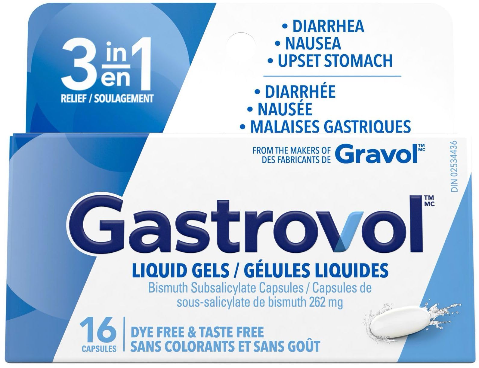 Gastrovol 3-in-1 Relief For Diarrhea, Nausea, and Upset Stomach, Dye ...