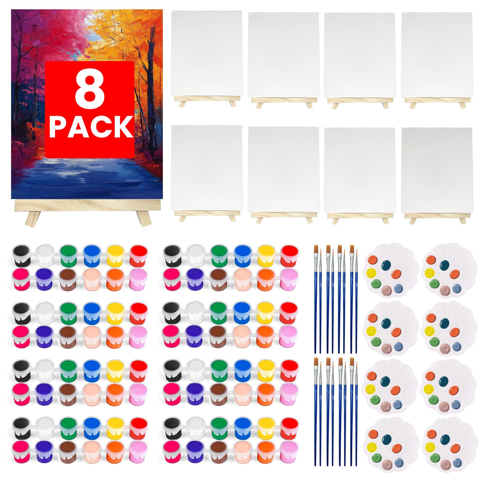 Amazon.com: PAILIM 8PACK Canvas Boards for Painting,Paint Night Kit for ...