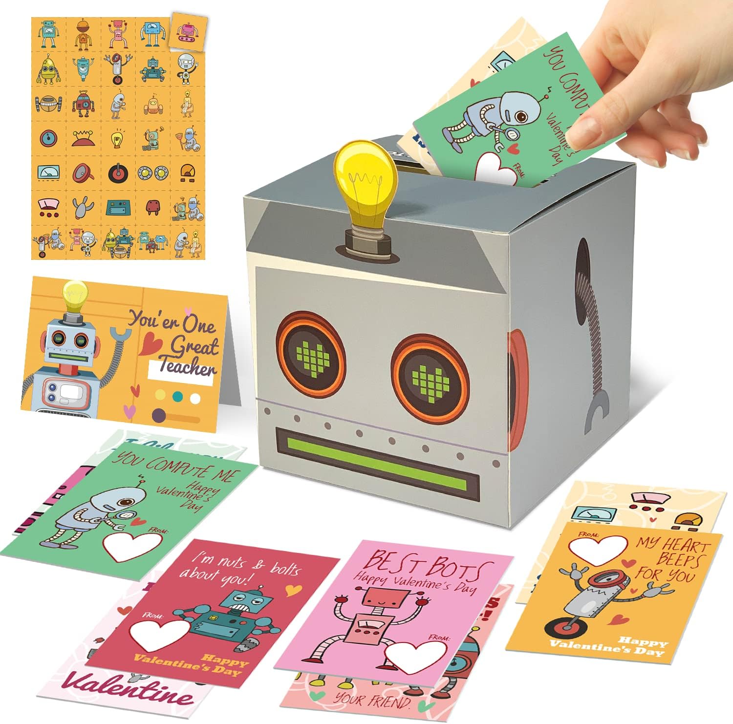 Amazon.com: Valentine Boxes for Kids - Robot Valentines Day Cards for ...