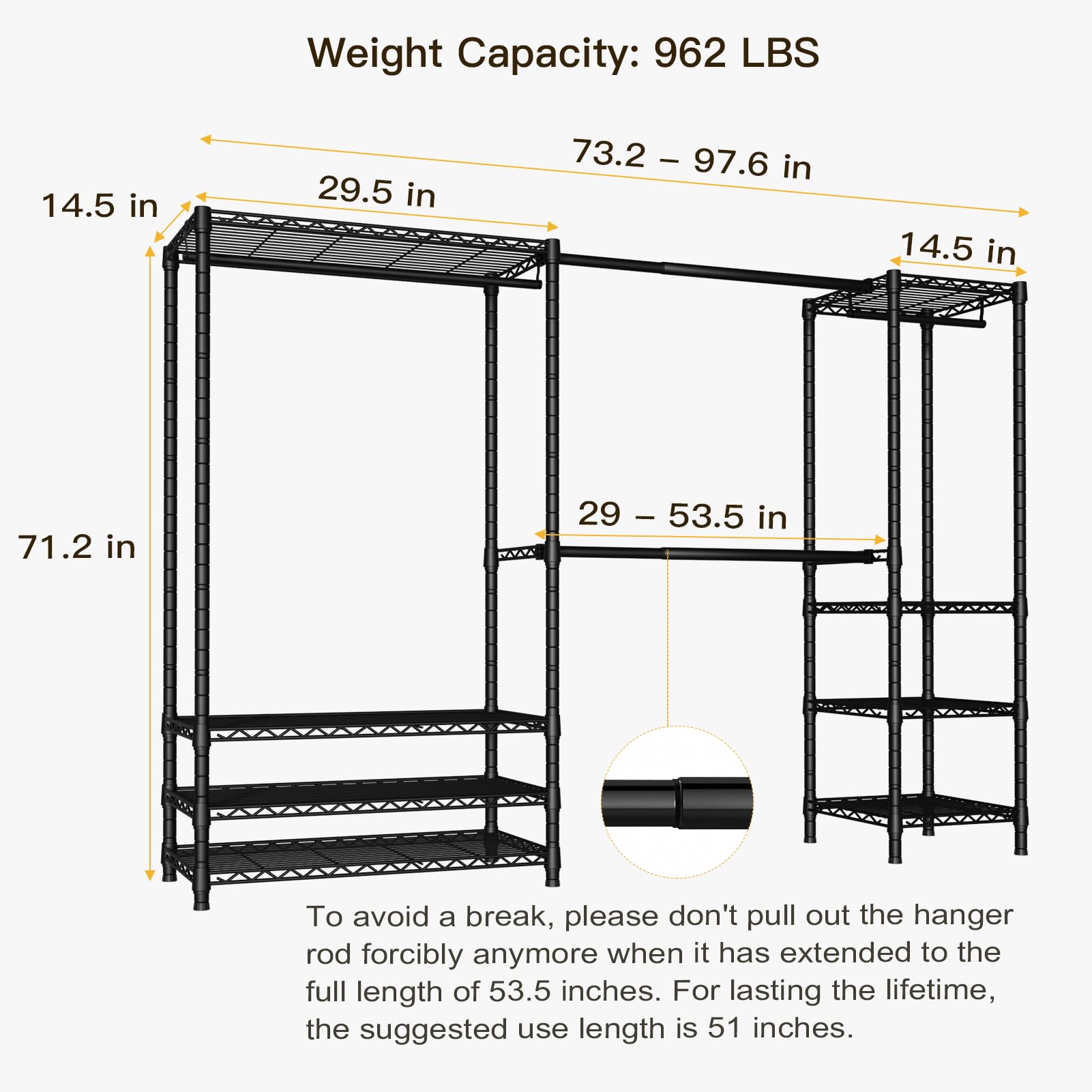 Ulif E11 Heavy-Duty Garment Rack, Metal Freestanding Clothes Rack and ...