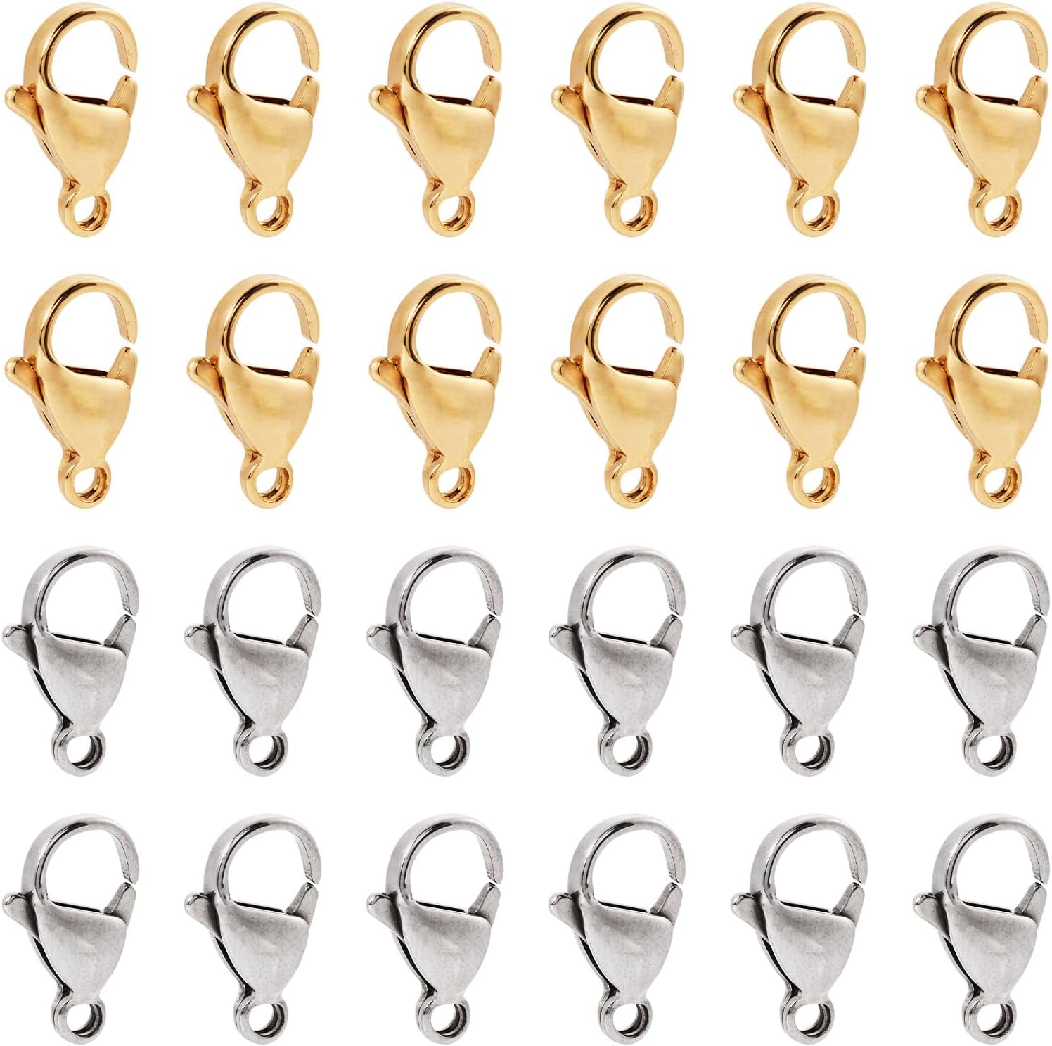 Amazon.com: Pandahall 100Pcs Stainless Steel Lobster Claw Clasps Real ...