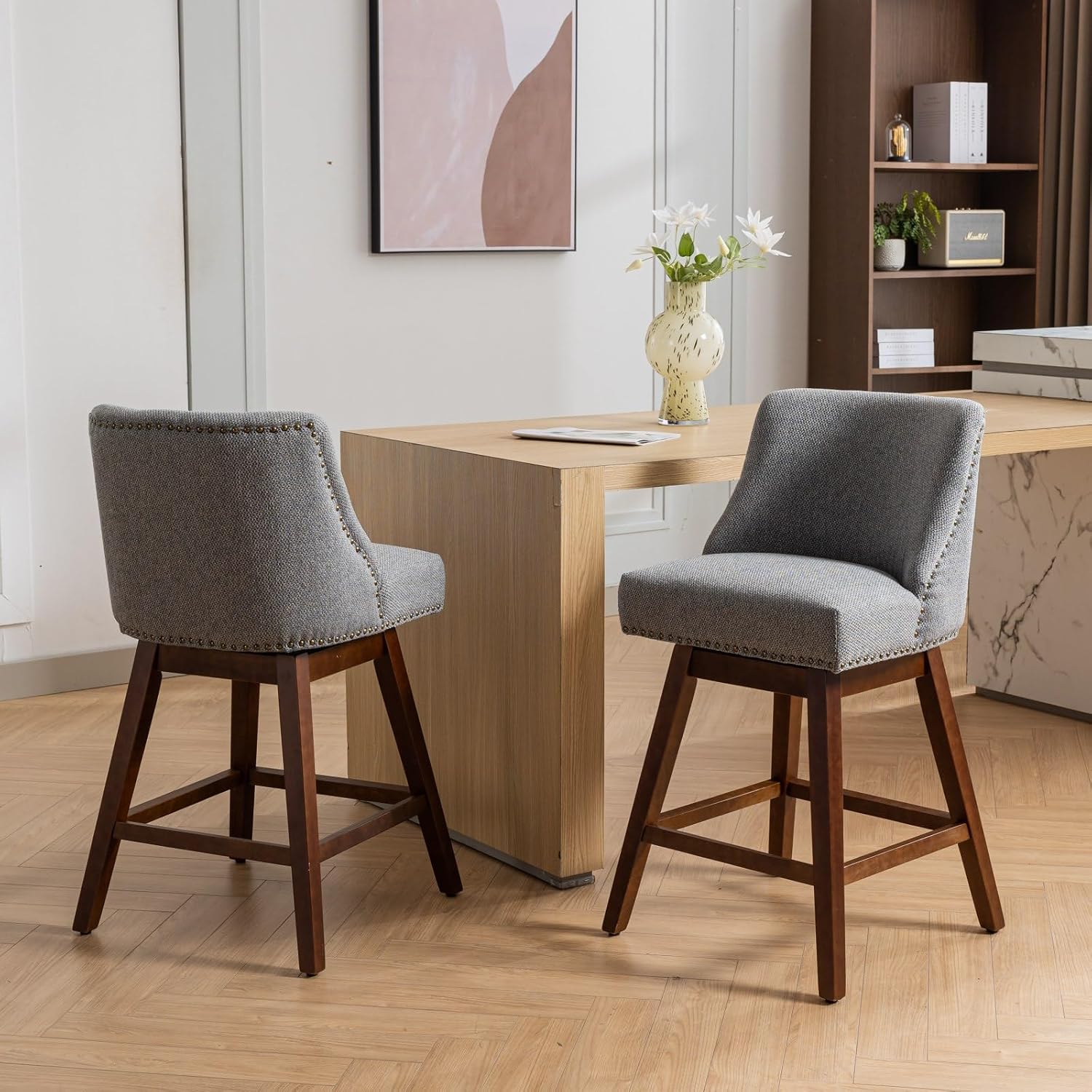 Amazon.com: Ball & Cast Counter Height Upholstered Swivel Barstools Set ...