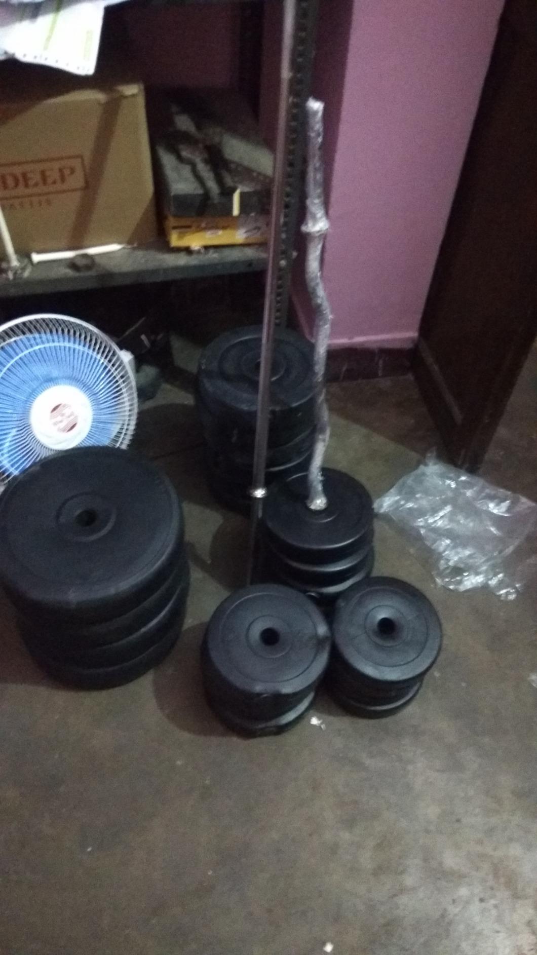 BODYFIT B-Deluxe Home Gym Set 100 KG Weight Plates 4 RODS Exercise ...