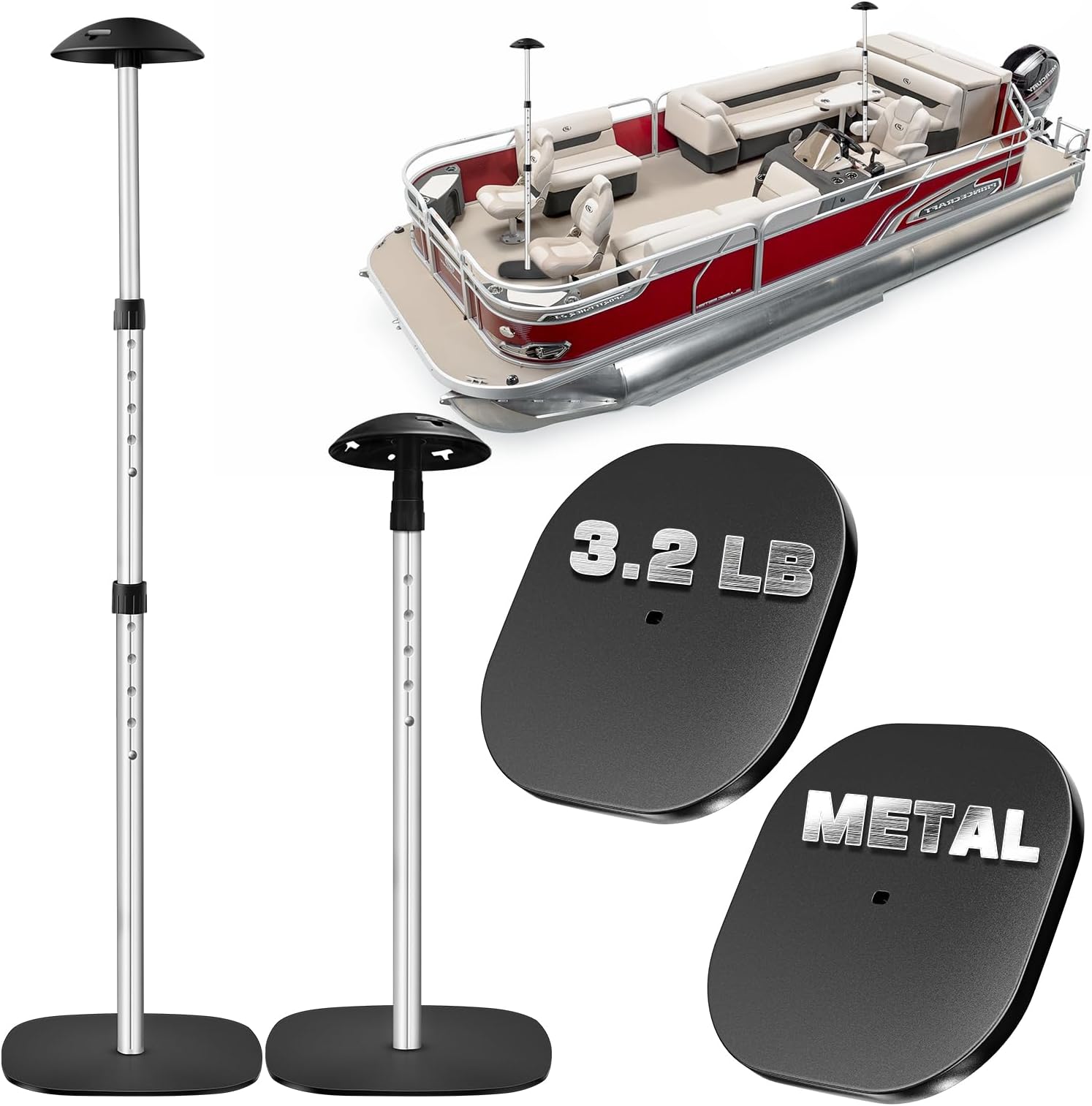 Amazon.com: Fuprosico Boat Cover Support Poles with 3.2 LB Metal Base ...