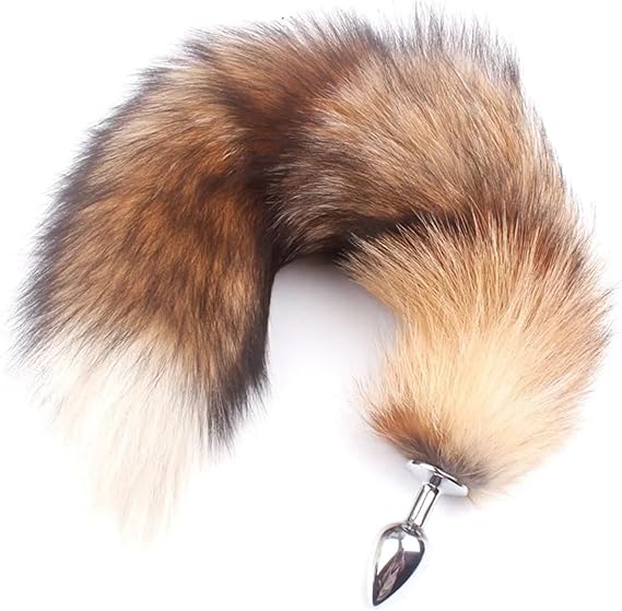 Metal suave marrón cola de zorro cuentas anales Butt Plug adulto ...