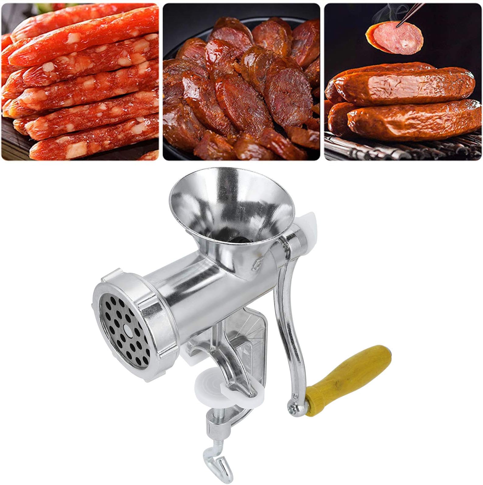Amazon.com: Meat Grinder with Tabletop Clamp & 2 Cutting Disks, Cast ...