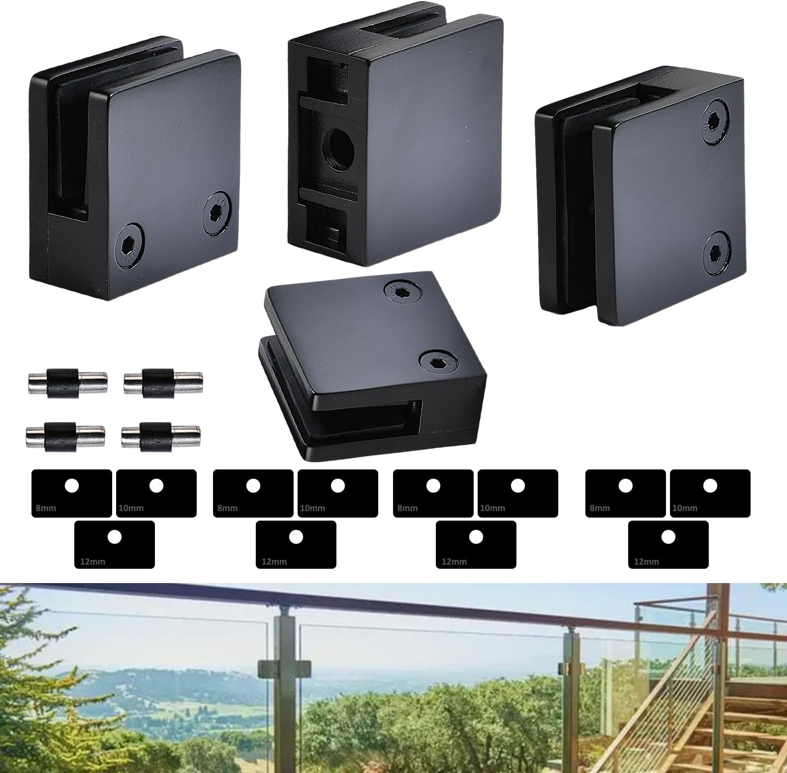 LukLoy Railing Glass to Glass Clamp, Black Stainless Steel 304 Bracket ...