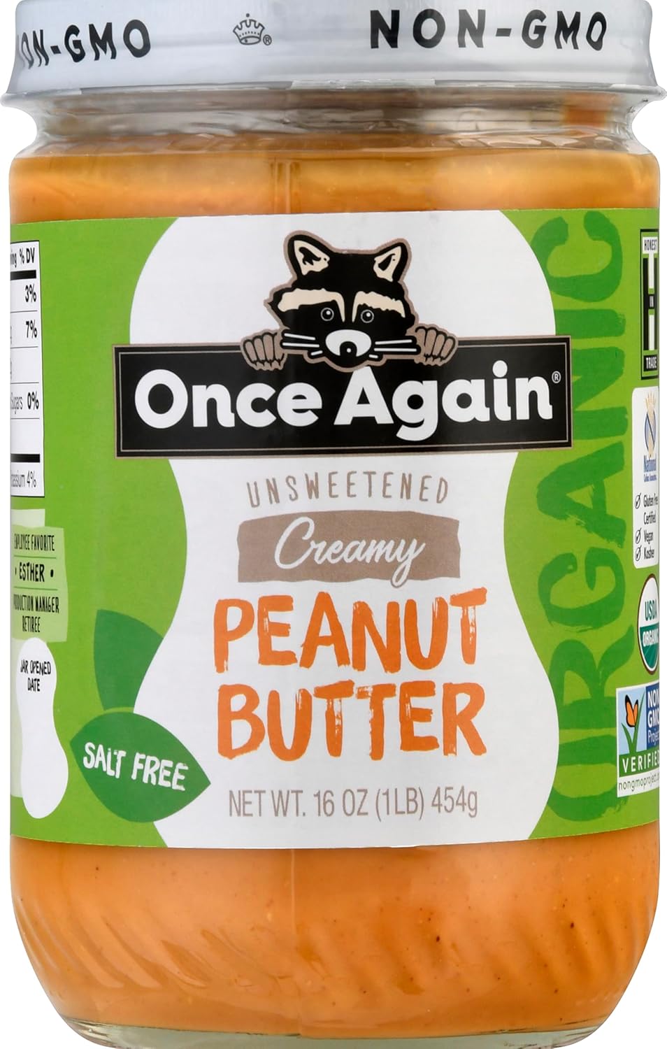 Amazon.com : Once Again Organic Creamy Peanut Butter, 16oz - Salt Free ...