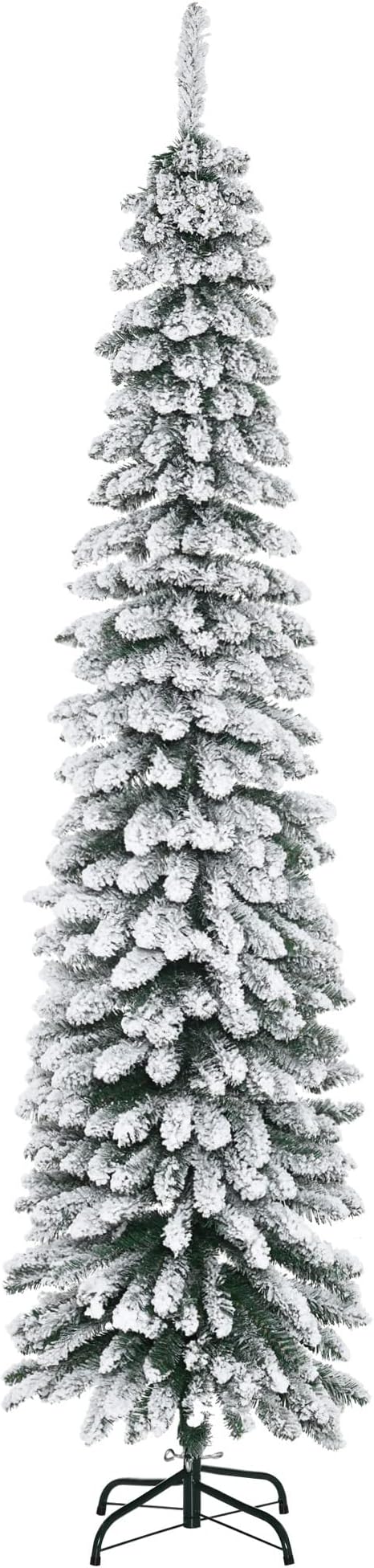 HOMCOM 7 FT Snow-Flocked Artificial Christmas Tree, Slim Pencil Xmas ...