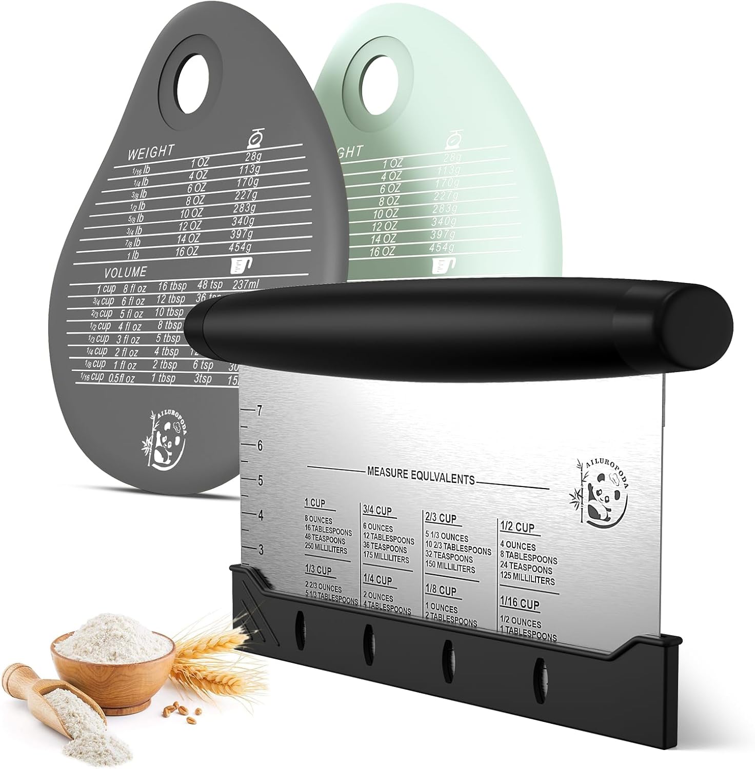 3 Pcs Pastry Dough Cutter Scraper, Stainless Steel Pizza Cutter with ...