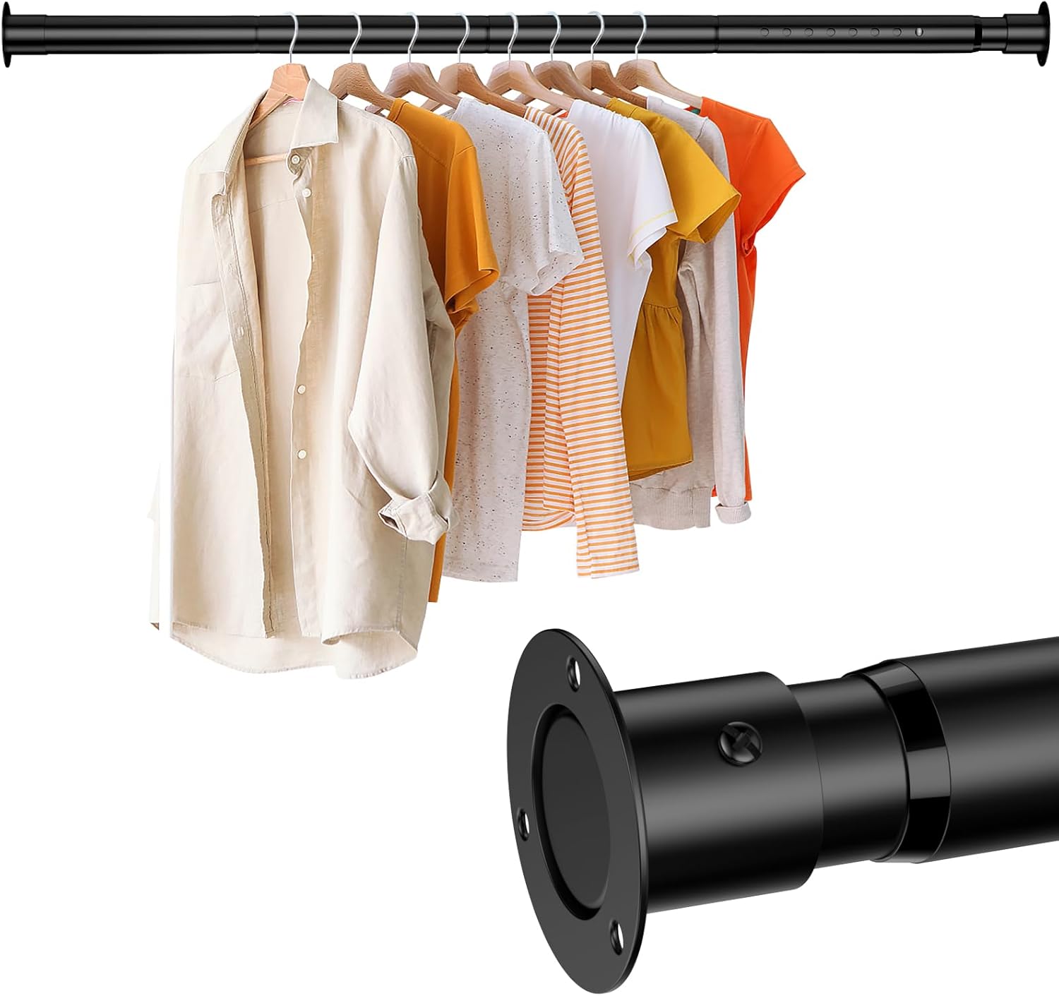 Amazon.com: Closet Rod, 63-70 Inch Adjustable Closet Rods for Hanging ...