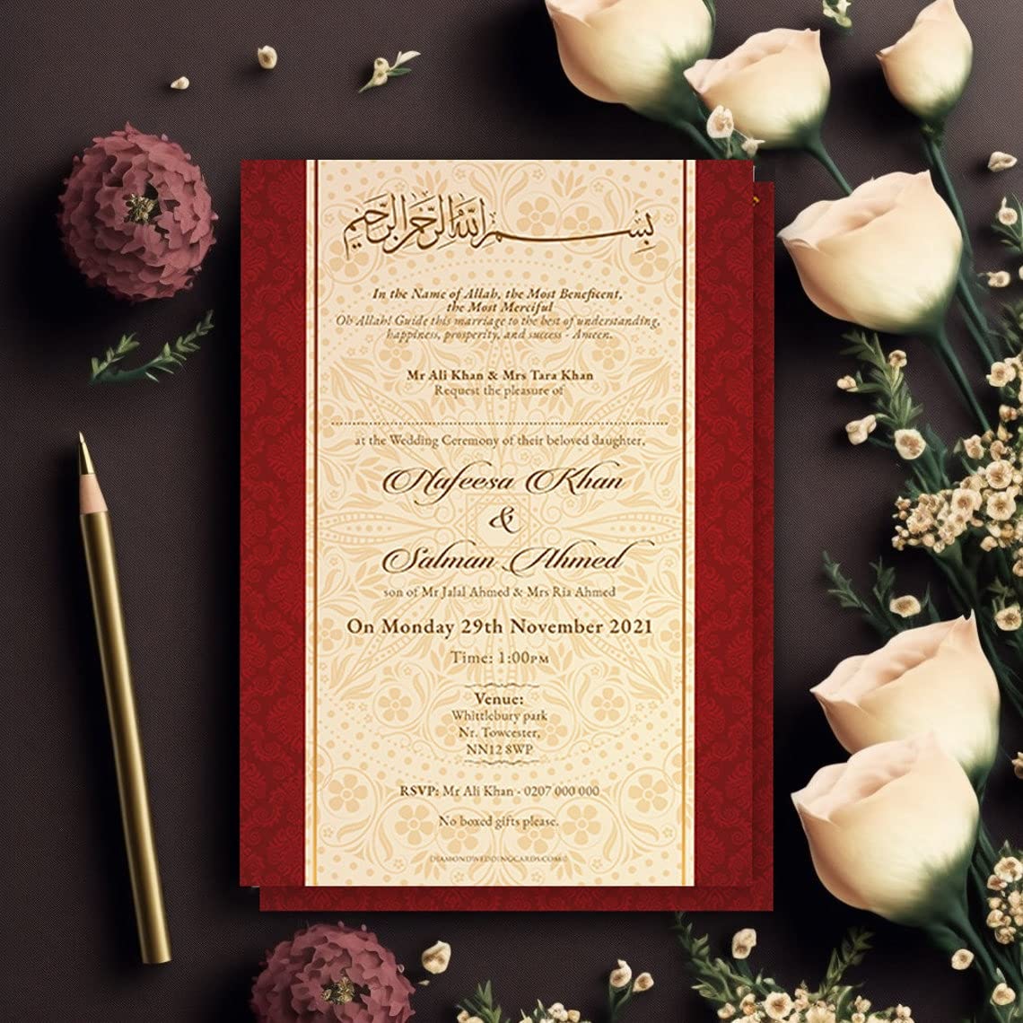 Muslim Wedding Invitation Wording Uk Orange Gold Traditional Indian