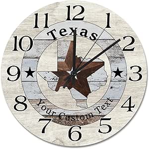 Amazon.com: Ancient Western Texas Star Wall Clock Texas Map Clock ...