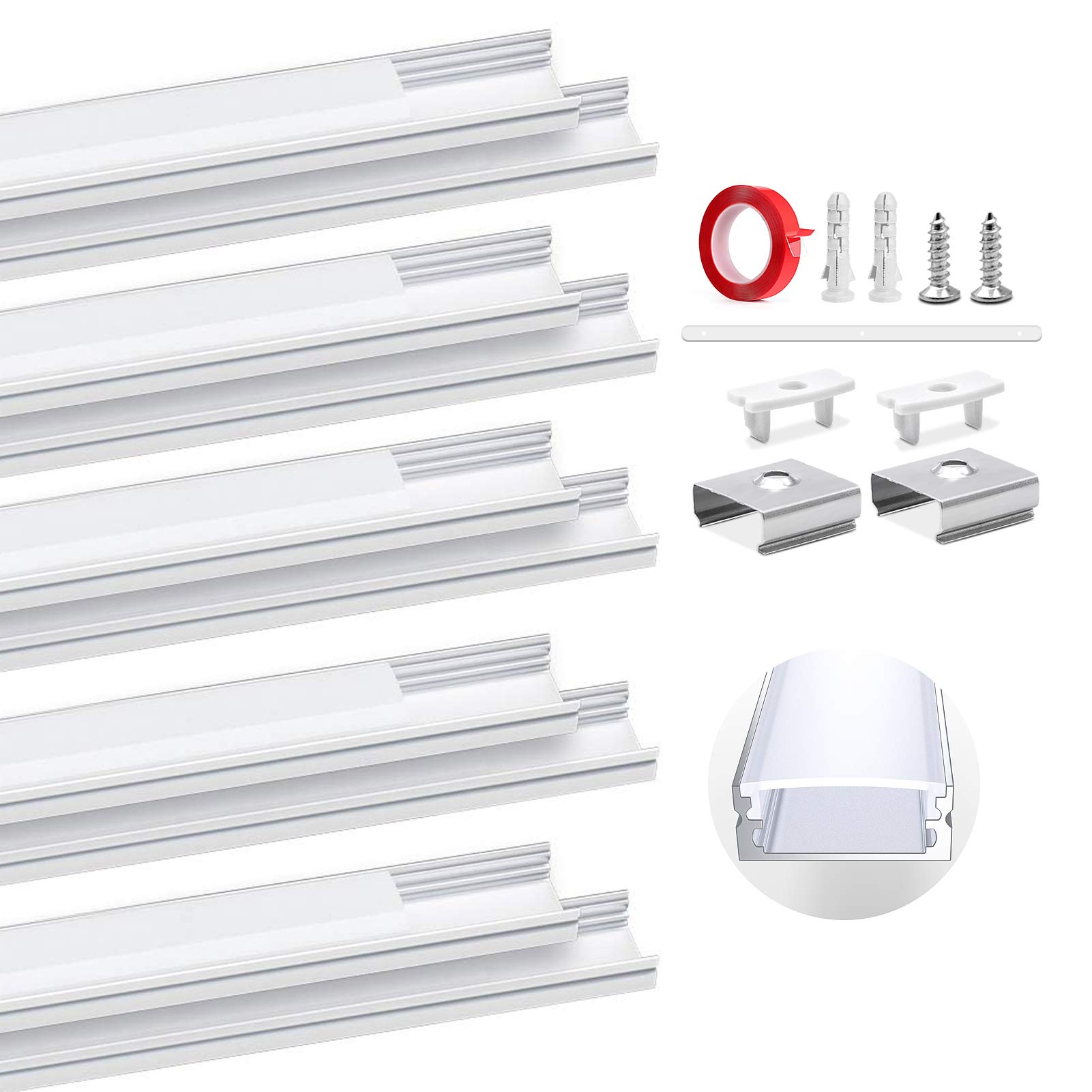 HOMMAND 10 Packs 1m/3.3ft LED Aluminium Channel, LED Strip Channel and ...