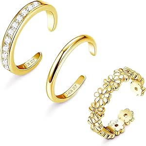 Amazon.com: FIASASO 3Pcs Gold Filled Toe Rings for Women Non Tarnish 14K Gold Filled Toe Ring ...